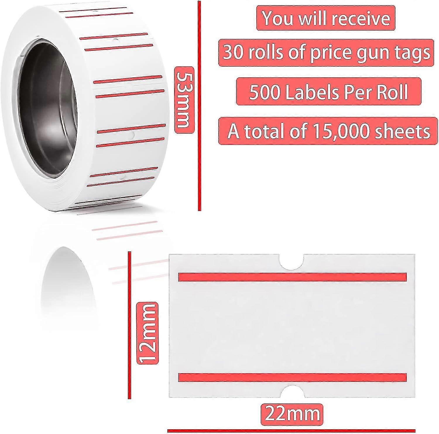 15000 Pcs 30 Rolls Price Machine Labels Paper, White Pricemarker Label ...