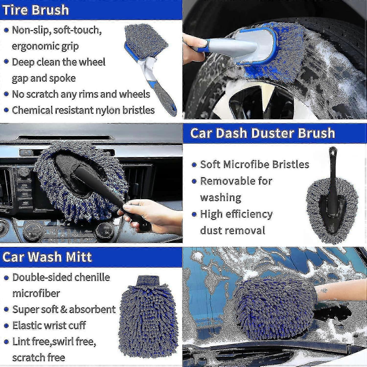 30szt Zestaw szczotek do detalowania samochodów, zestaw szczotek do ...