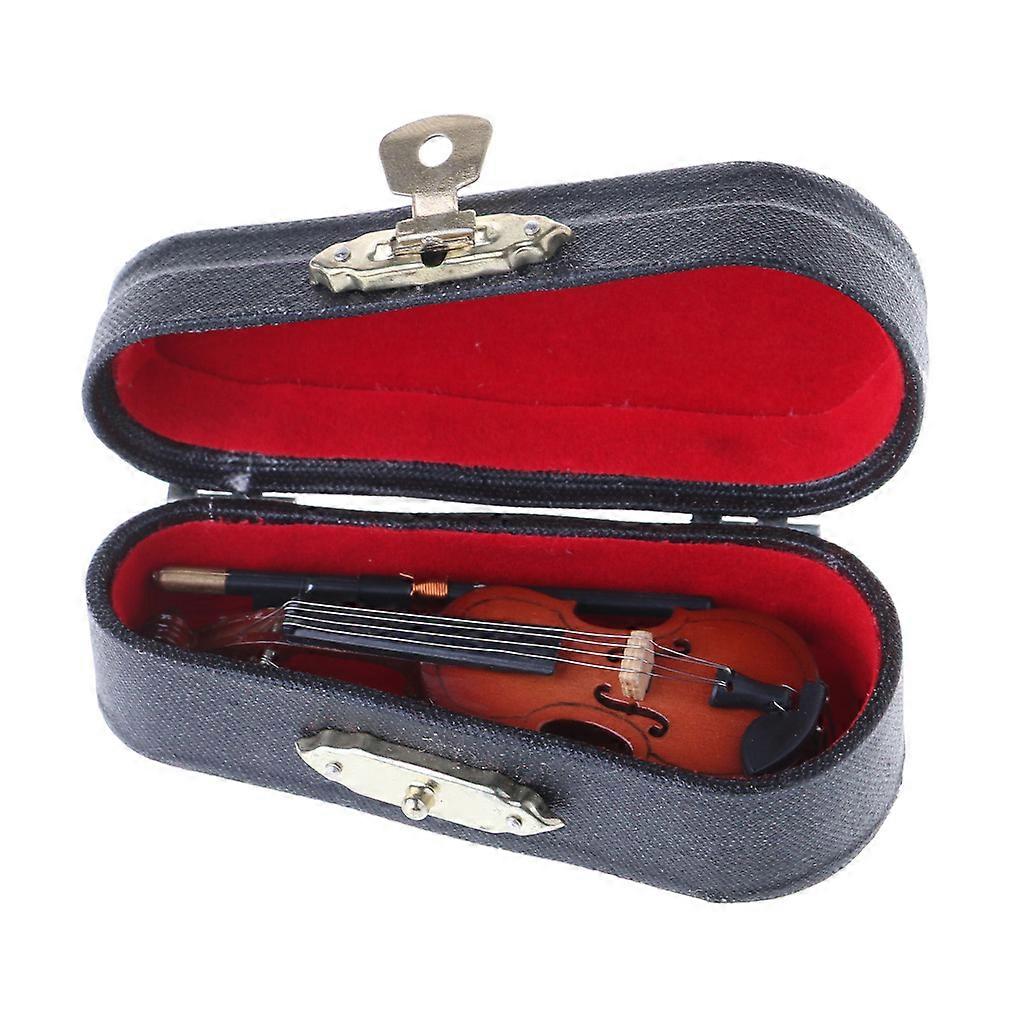 7CM Mini Violin Miniature Musical Instrument Wooden Model with Support ...