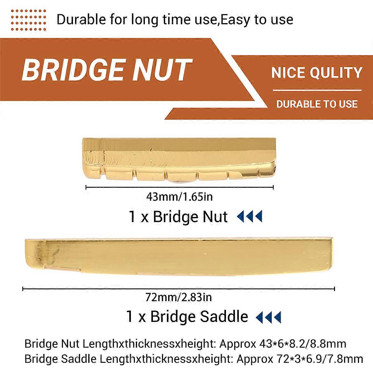 Brass 6 String Acoustic Guitar Bridge Nut and Saddle | Fruugo UK