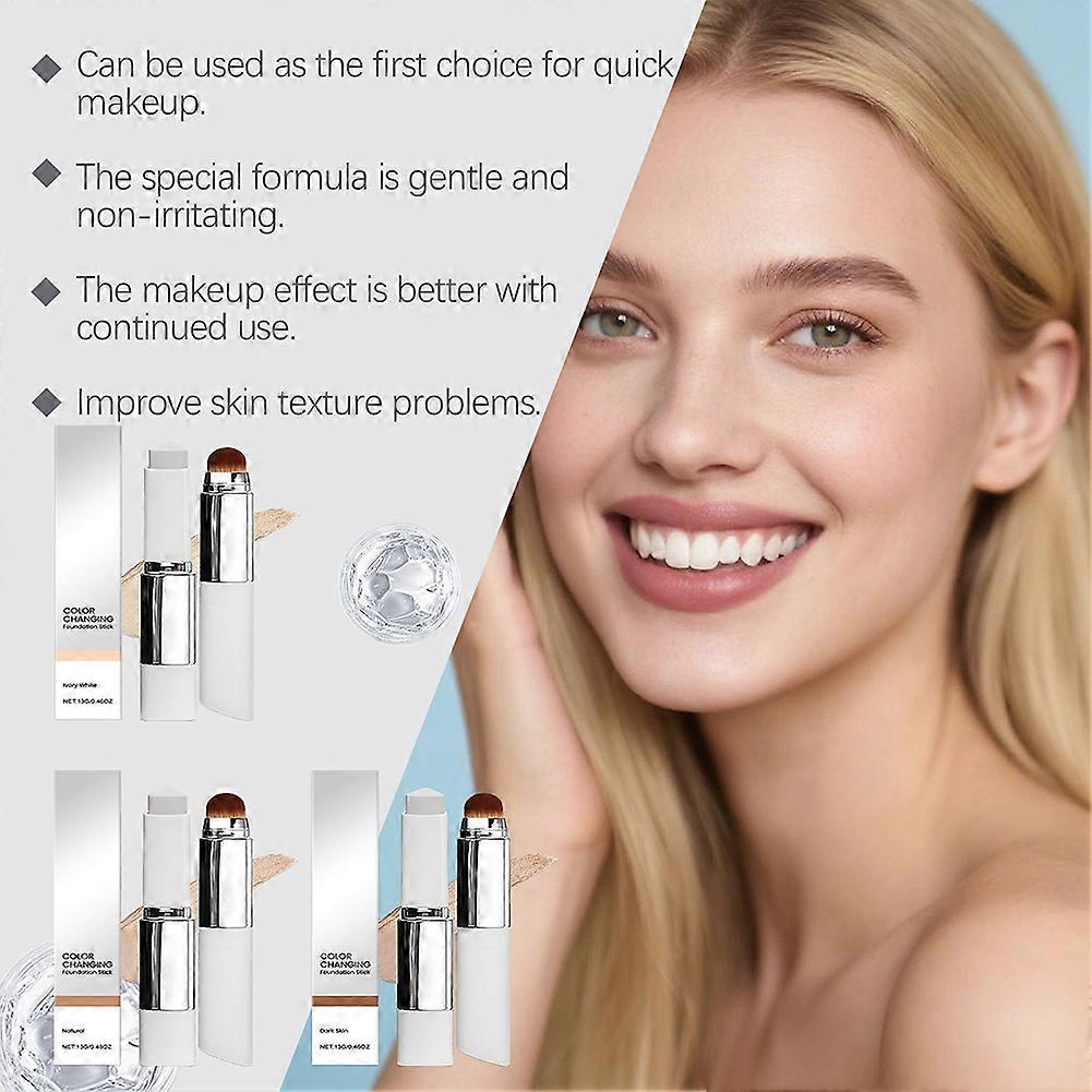 2 in 1 Color-Changing Foundation-Stick, Medium to Full Coverage Dewy ...