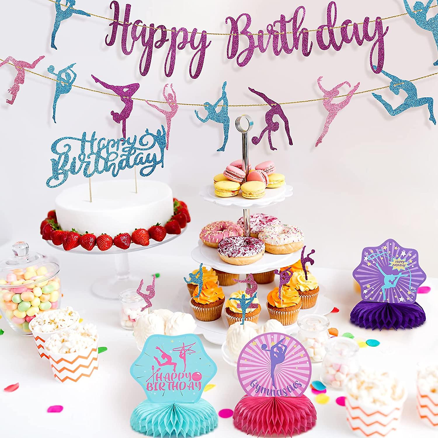 36 Pieces Gymnastics Party Supplies Decoration 2 Gymnastics Birthday ...