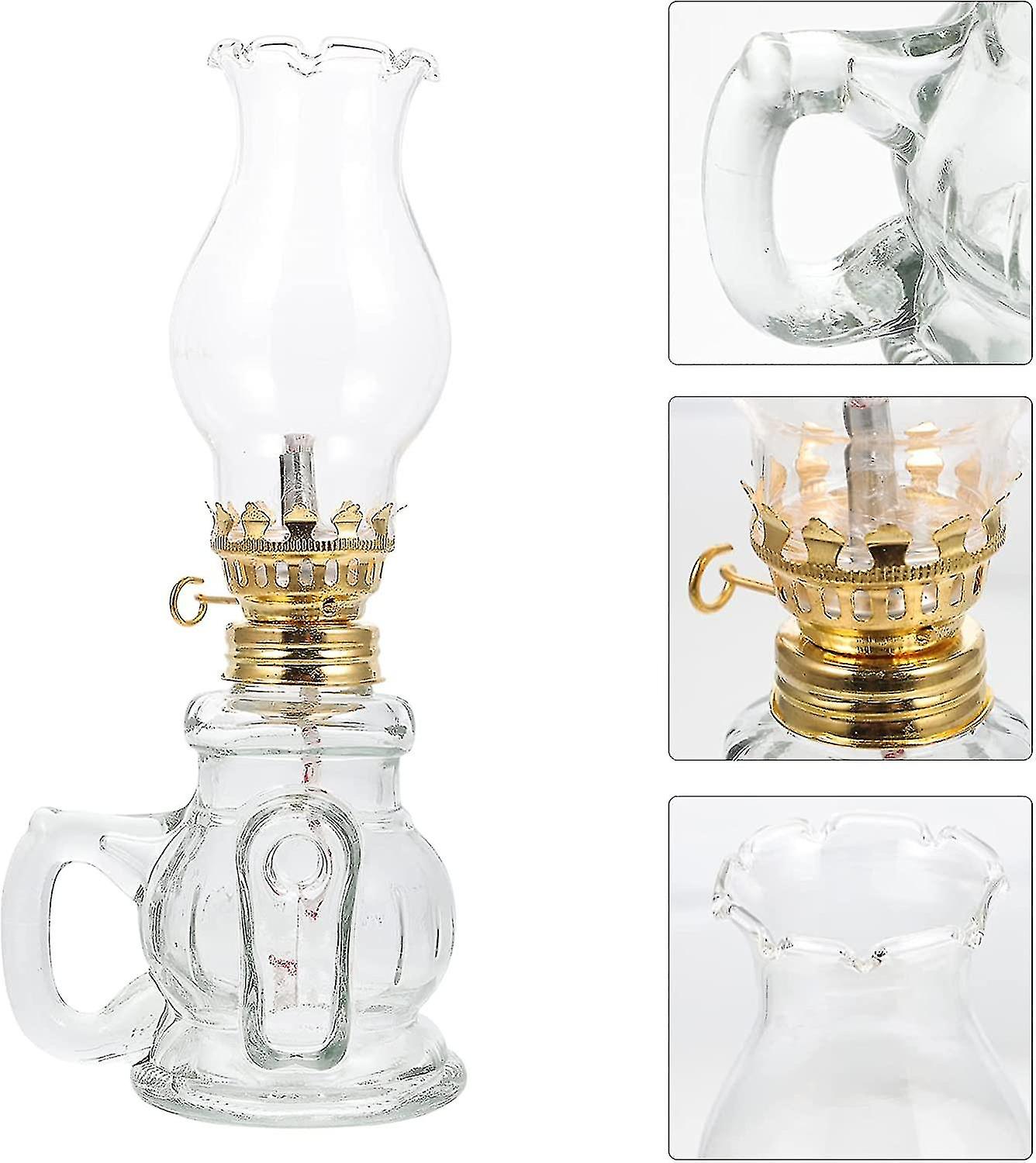 Set Kerosene Lamp Glass Oil Lamp Storm Lamp Vintage Hurricane Lantern ...