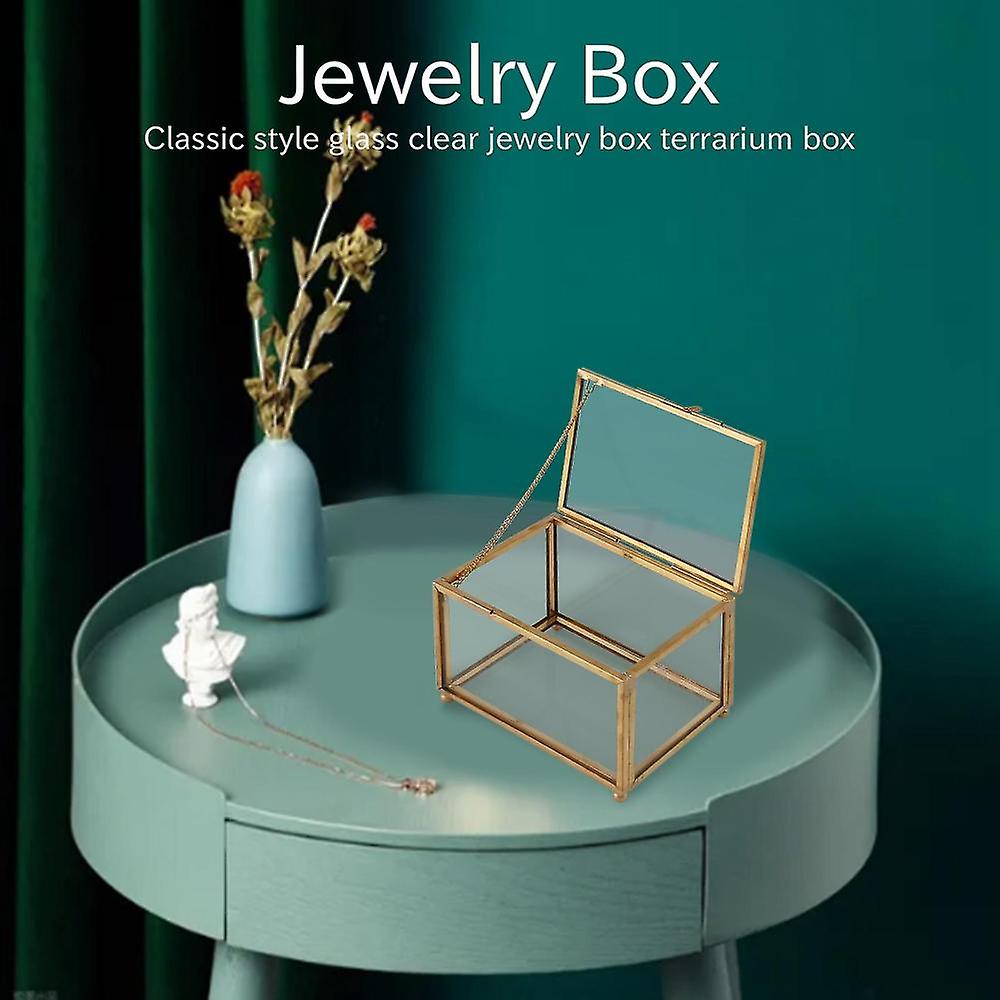 Geometric Glass Style Jewelry Box Table Container Compatible Displaying ...
