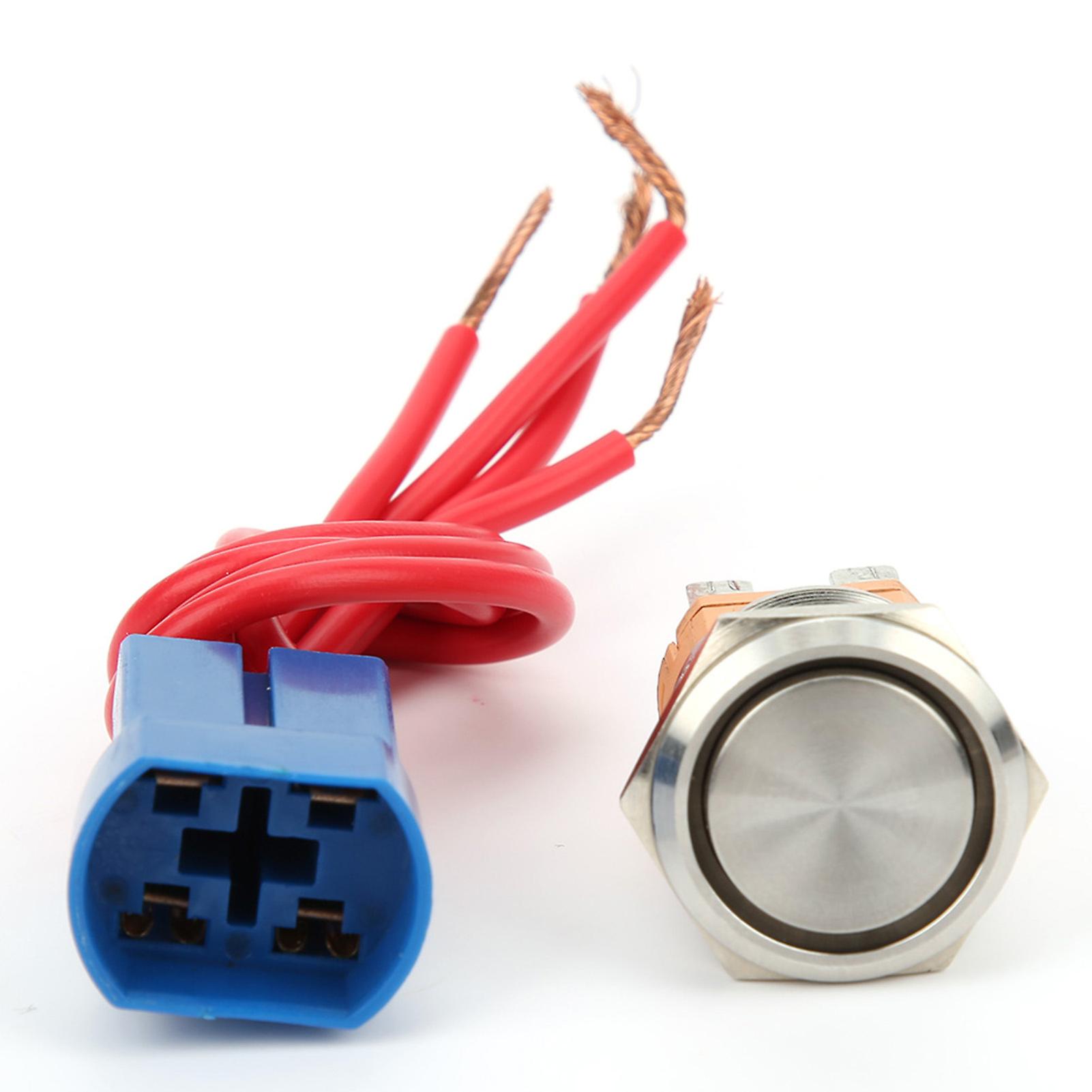 22mm AC250V 20A Push Button Switch: Flat Head Metal with 4Pin Socket ...