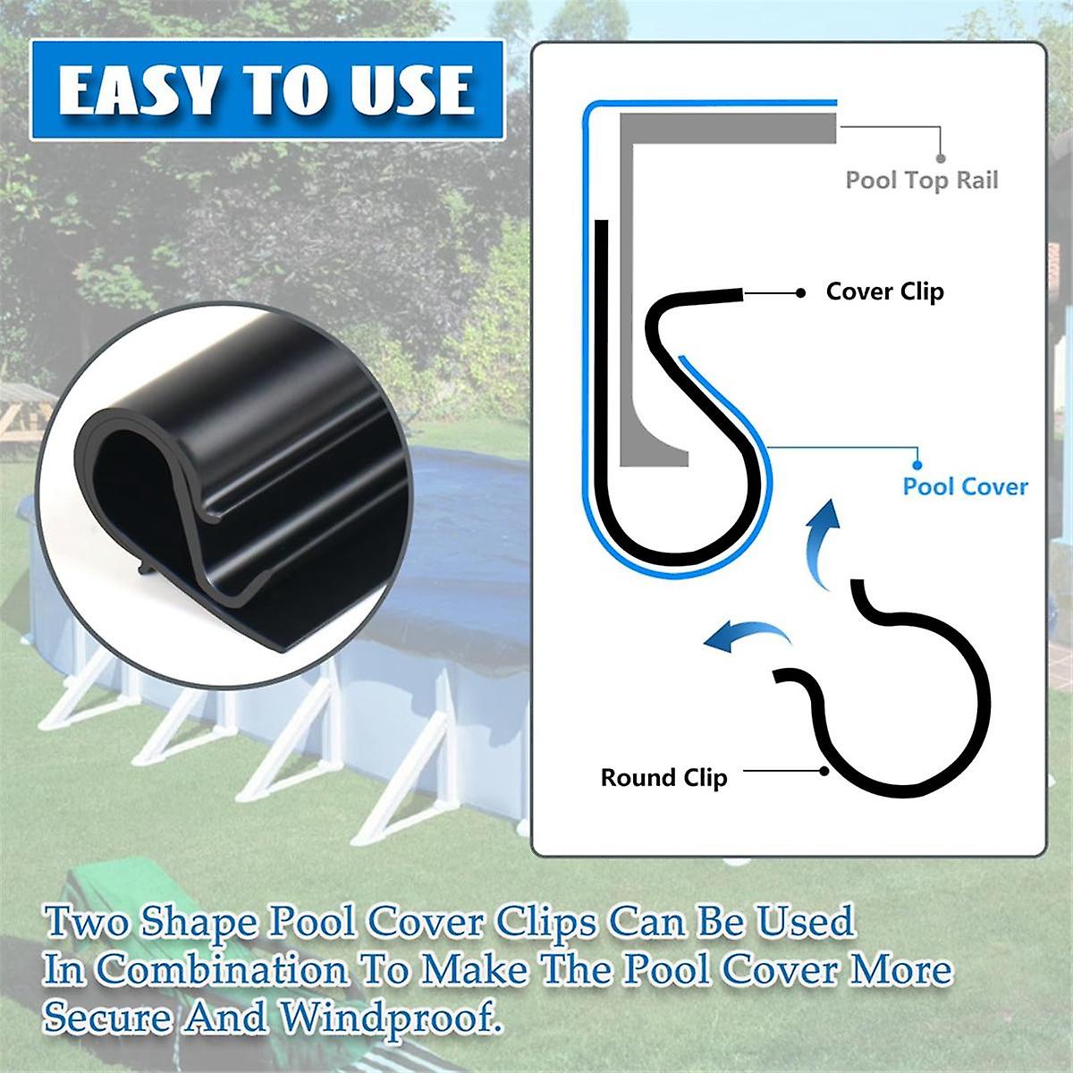 60PCS Winter Pool Cover Clips for Above Ground Pool Covers-2 Shapes ...
