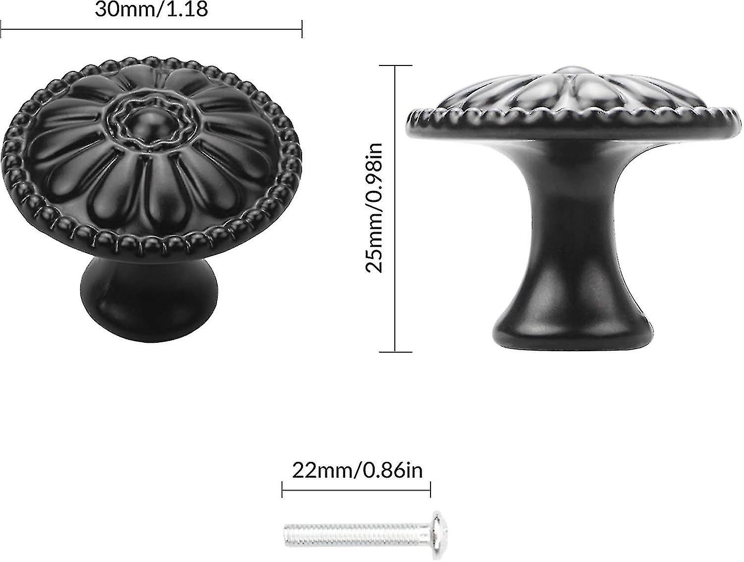 16pcs Black Cabinet Door Handle, Round Drawer Knobs, Single Hole ...