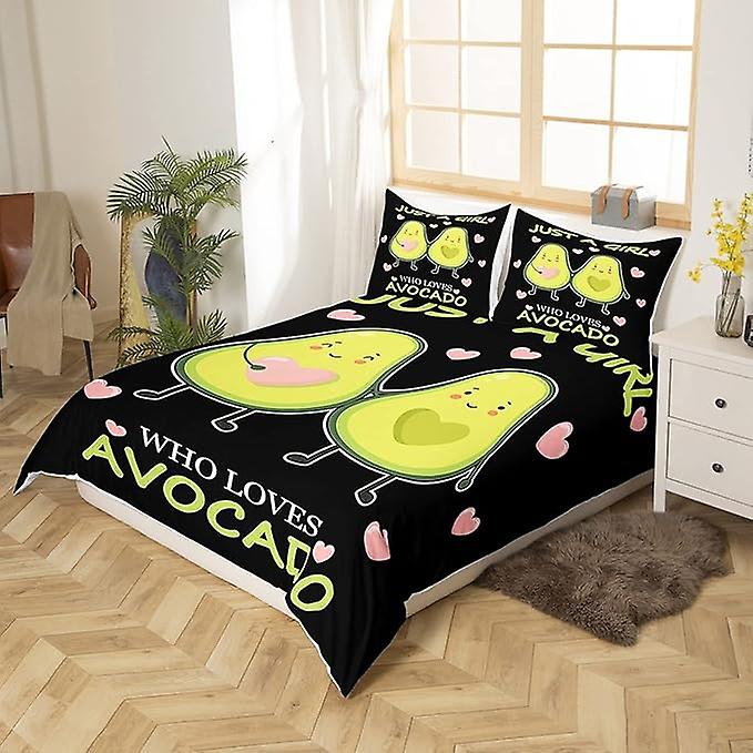 Girls Avocado Bedding Set Kids Cute Cartoon Avocado Duvet Cover for ...