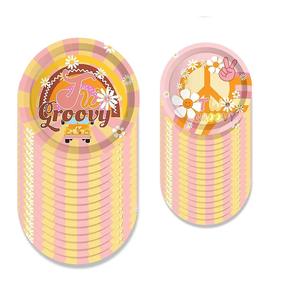 1SET Hippie Two Groovy Flower Bus Paper Plates Cups Disposable ...