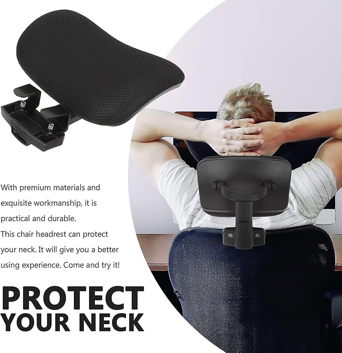 Office Chair Headrest Attachment Universal Head Support Cushion Upholstered Adjustable Height ...