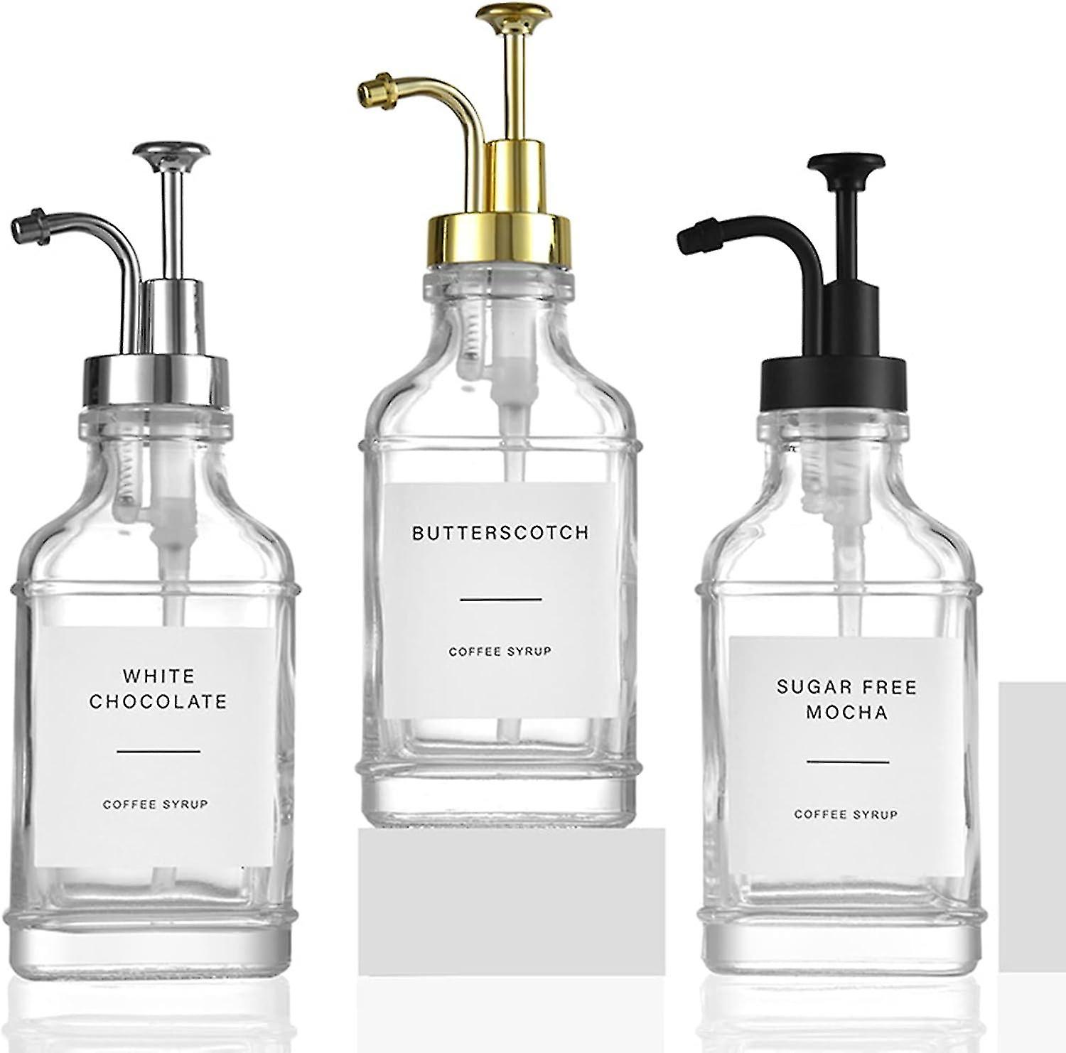 2 X Coffee Syrup Dispenser, 500 Ml Glass Syrup Dispenser, Transparent ...