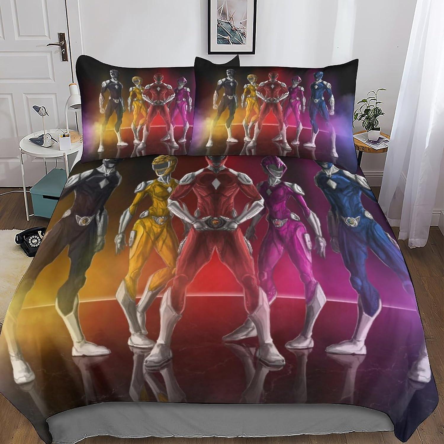 Power Rangers Duvet Cover Boys Kids Bedding Set Sci-fi Comforter Cover ...