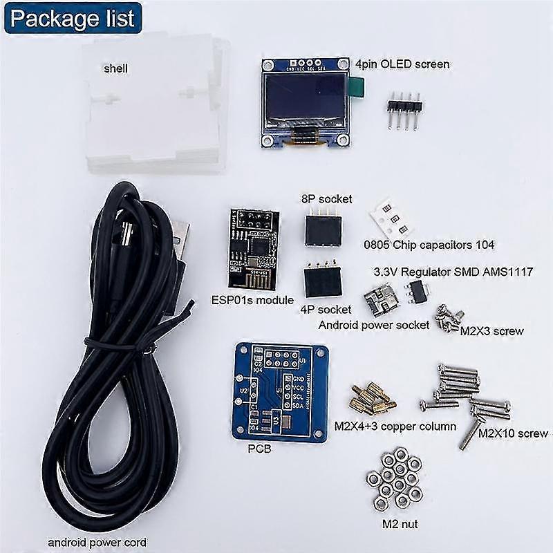 Esp8266 Diy Electronic Kit Mini Clock Oled Display Connect With Shell Diy Soldering Project ...