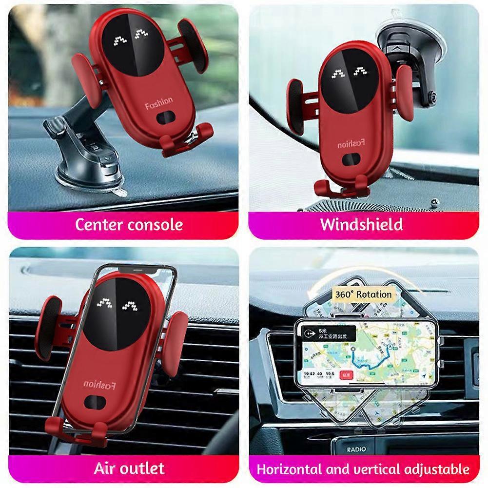 Bil Mobiltelefon Stativ Trådlös Laddare Med Leende Ljus Roterbar ...