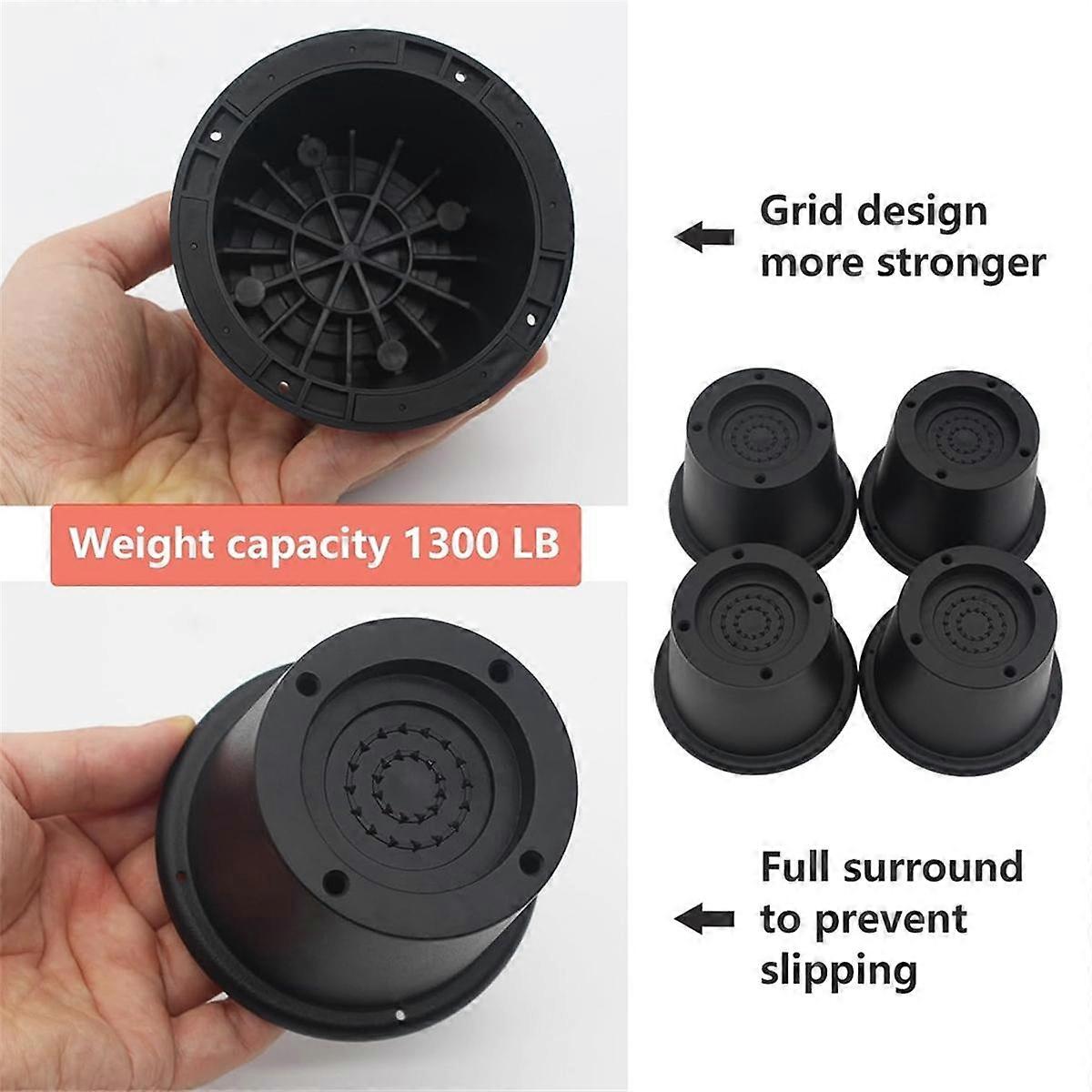 6Pack Furniture Risers Black Bed Risers 2.3 Inch,Bed Lifts Risers for ...