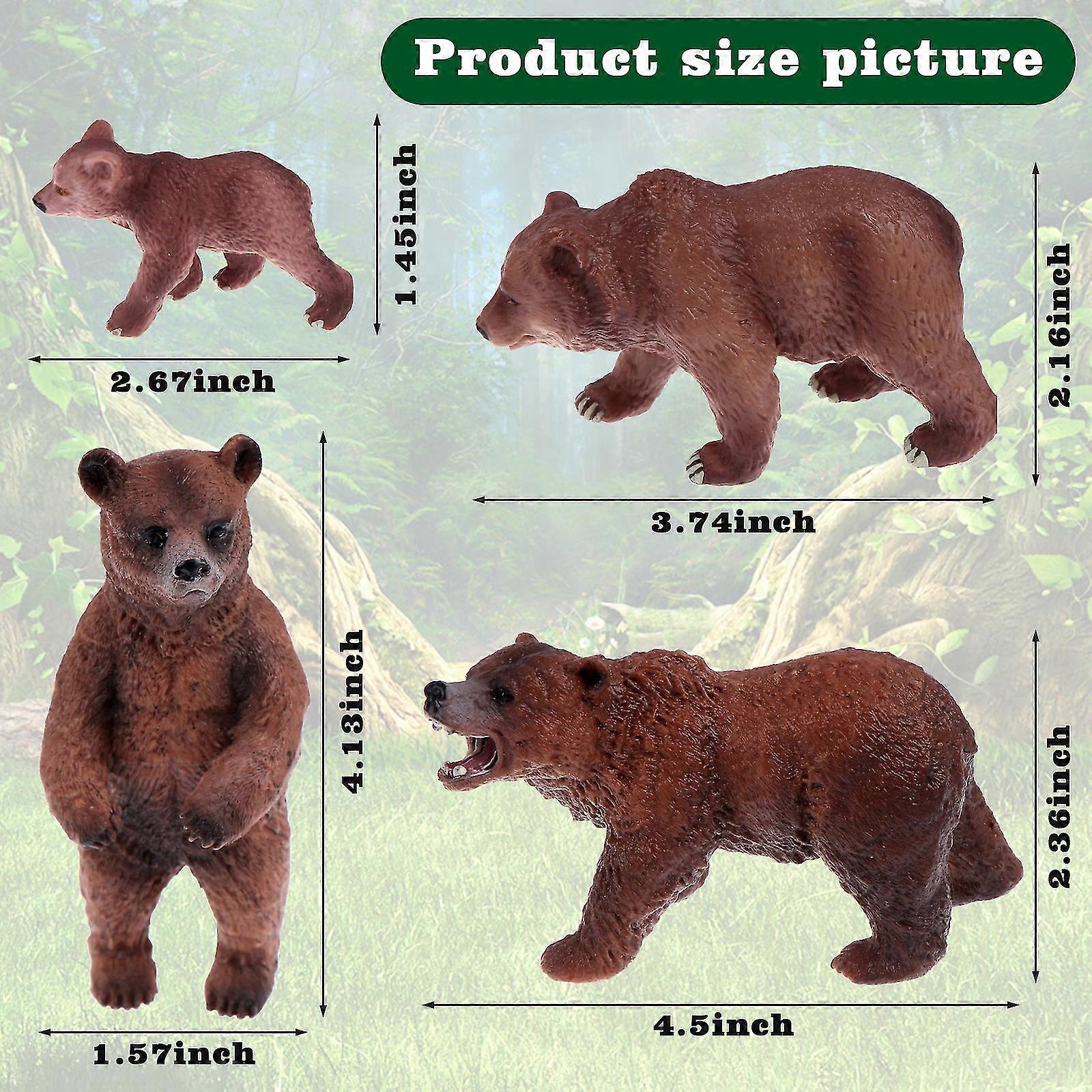 Grizzly Bear Toys Figurines Set Plastic Forest Animal Bear Family ...