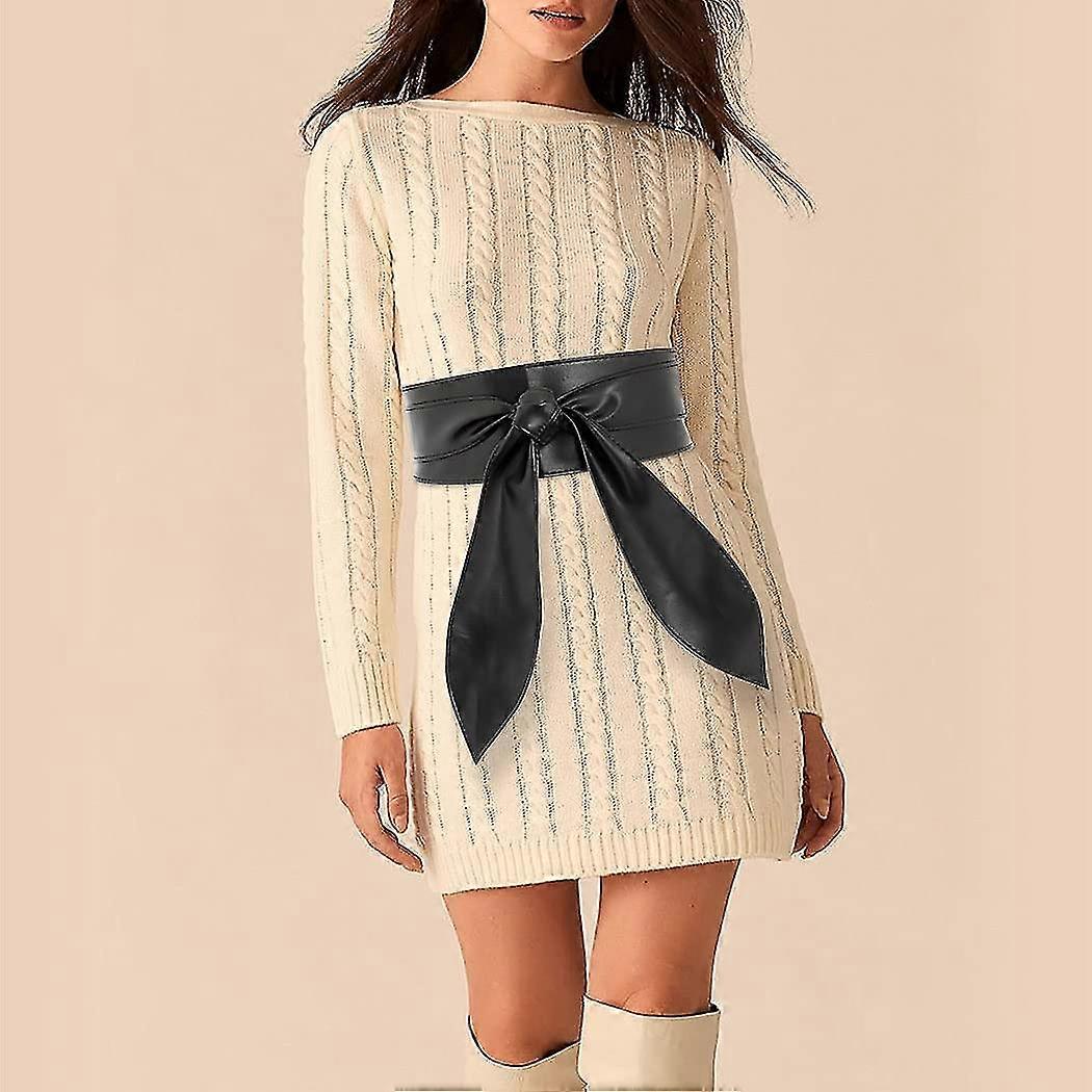 Women Wide Waist Belt Soft Leather Tied Wide Belt Bow Tie Waistband ...