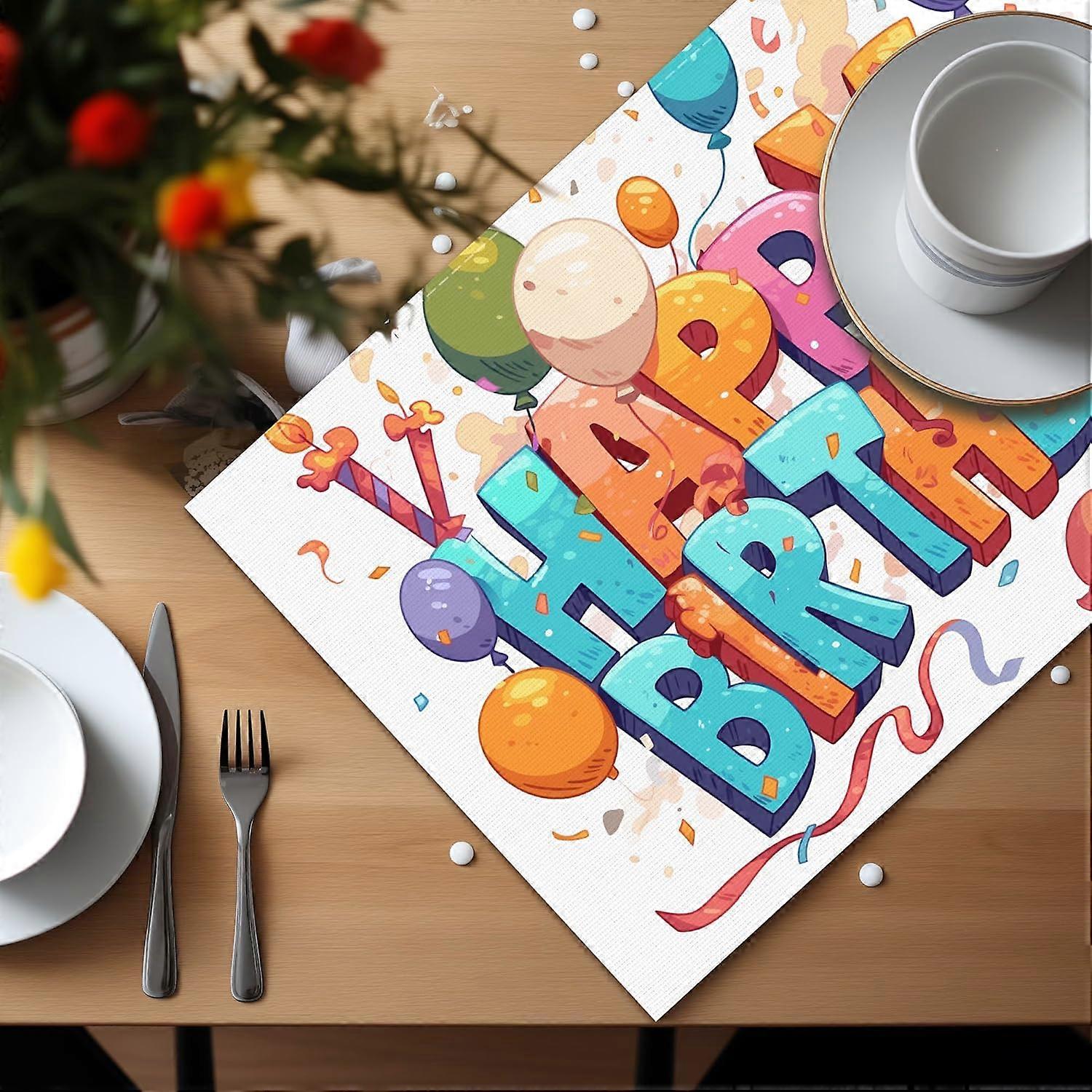 Happy Birthday Placemat - Rainbow and Balloon Painted Birthday Placemat ...