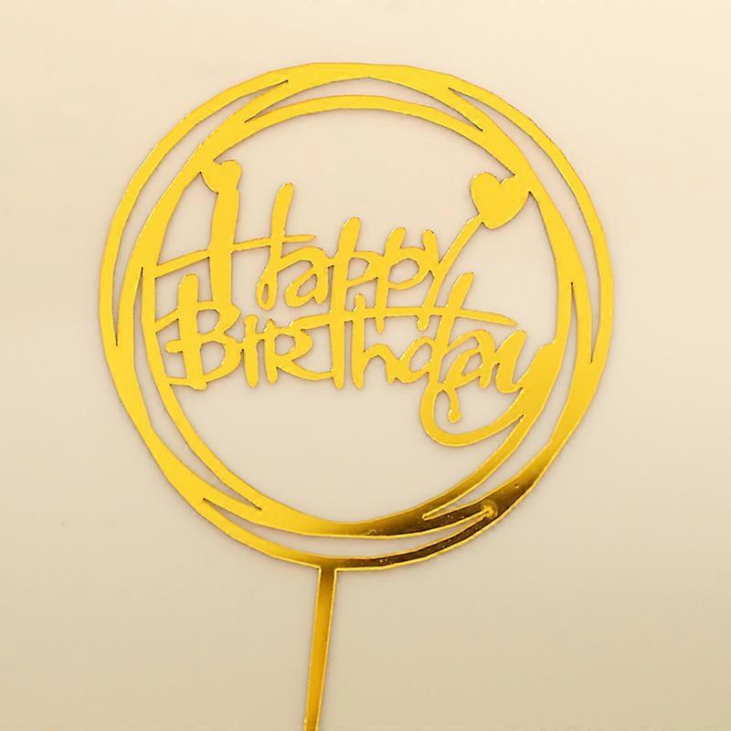 10Pcs Mirror Gold Acrylic Cake Toppers Happy Birthday Cake Toppers ...
