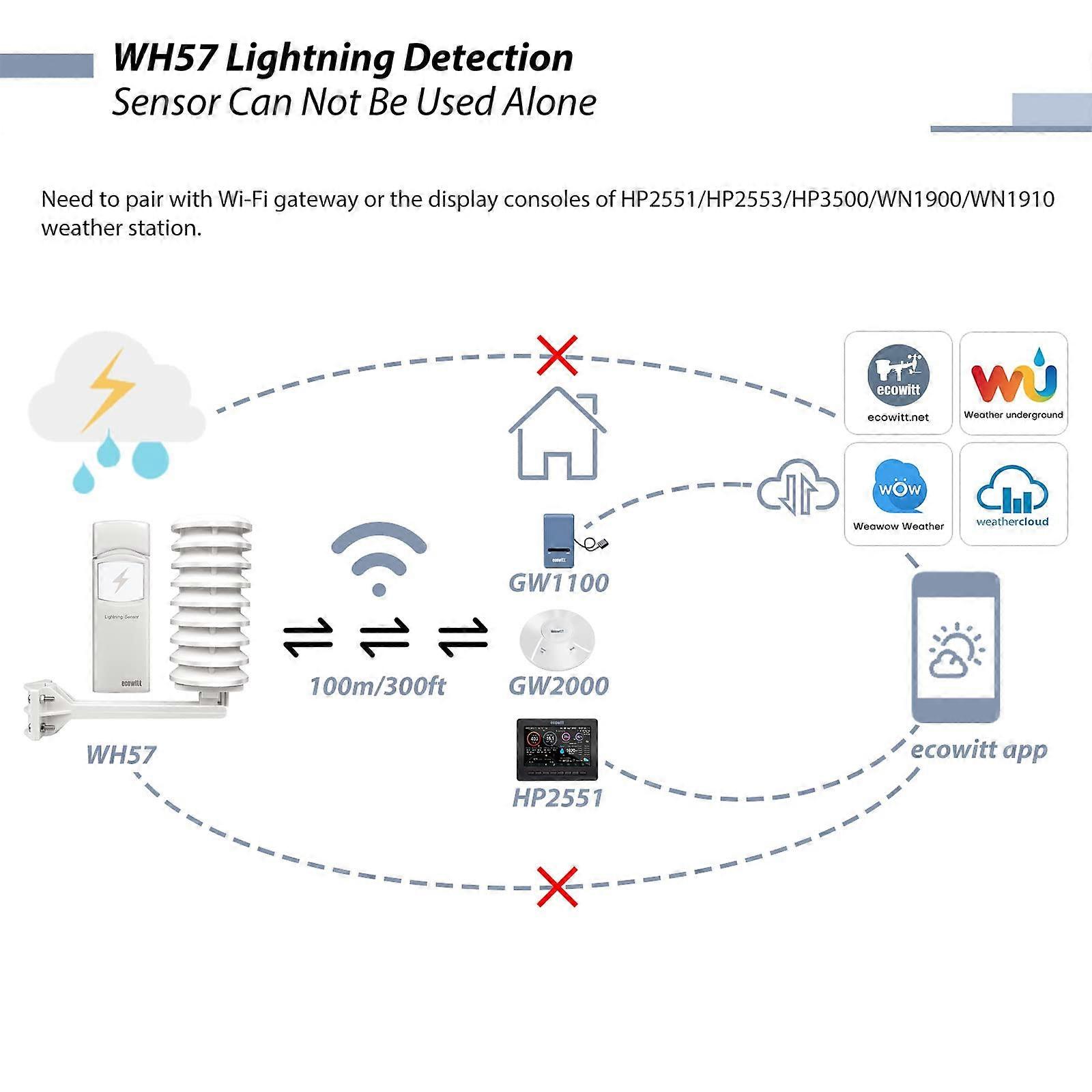 Ecowitt WH57 Wireless Lightning Detection Sensor with Solar Radiation ...