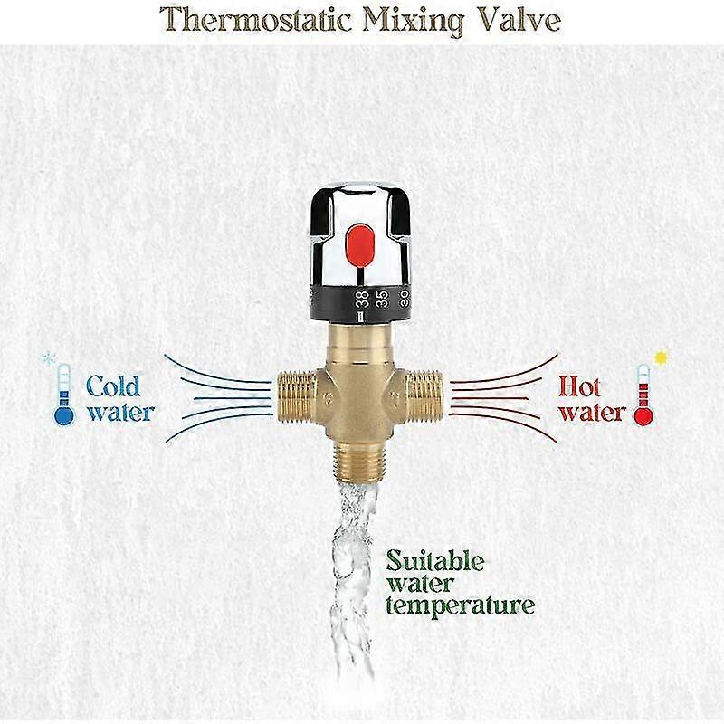 Thermostatic Mixer, G1/2 Solid Brass Water Temperature Control Valve ...