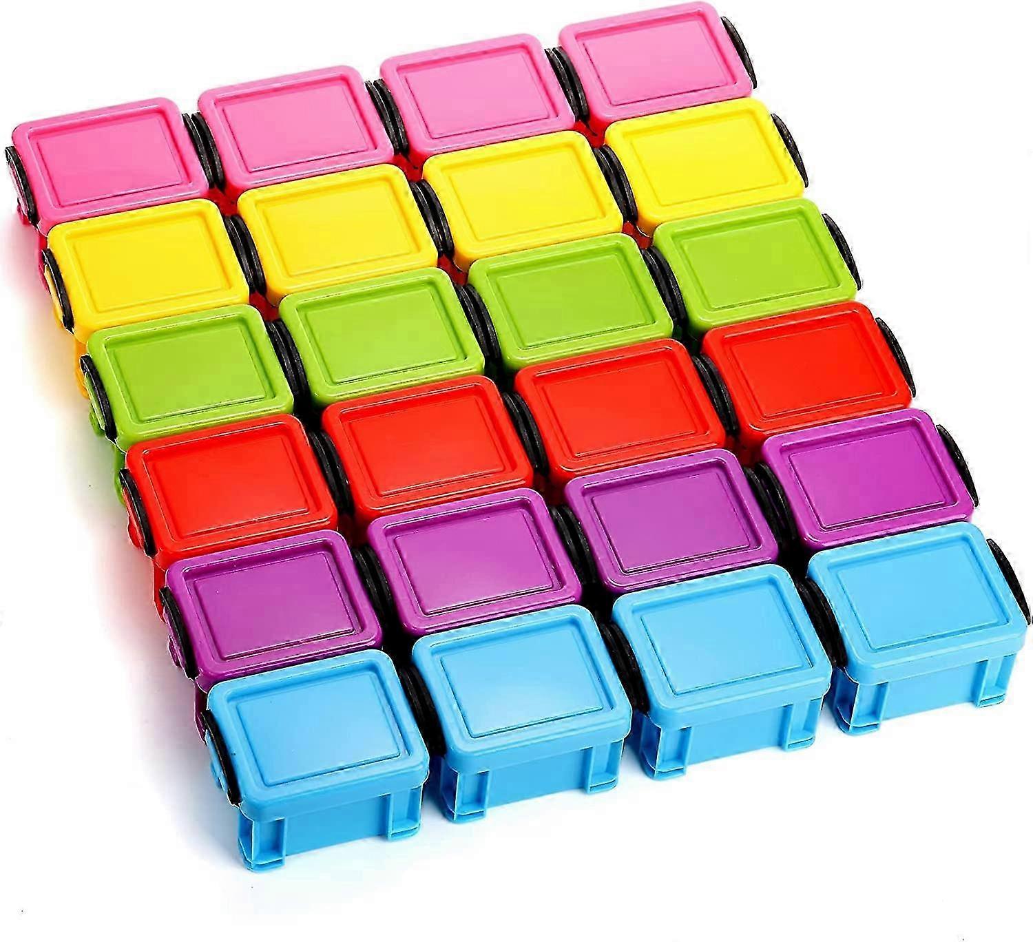 24 Pack 6 Colors Small Plastic Storage Container, Mini Plastic Latch Box with Lid Stackable ...