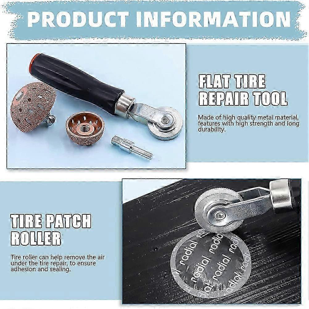 32pcs Tire Repair Patch Tools Kit, Tire Patch Roller With Tire Buffer ...