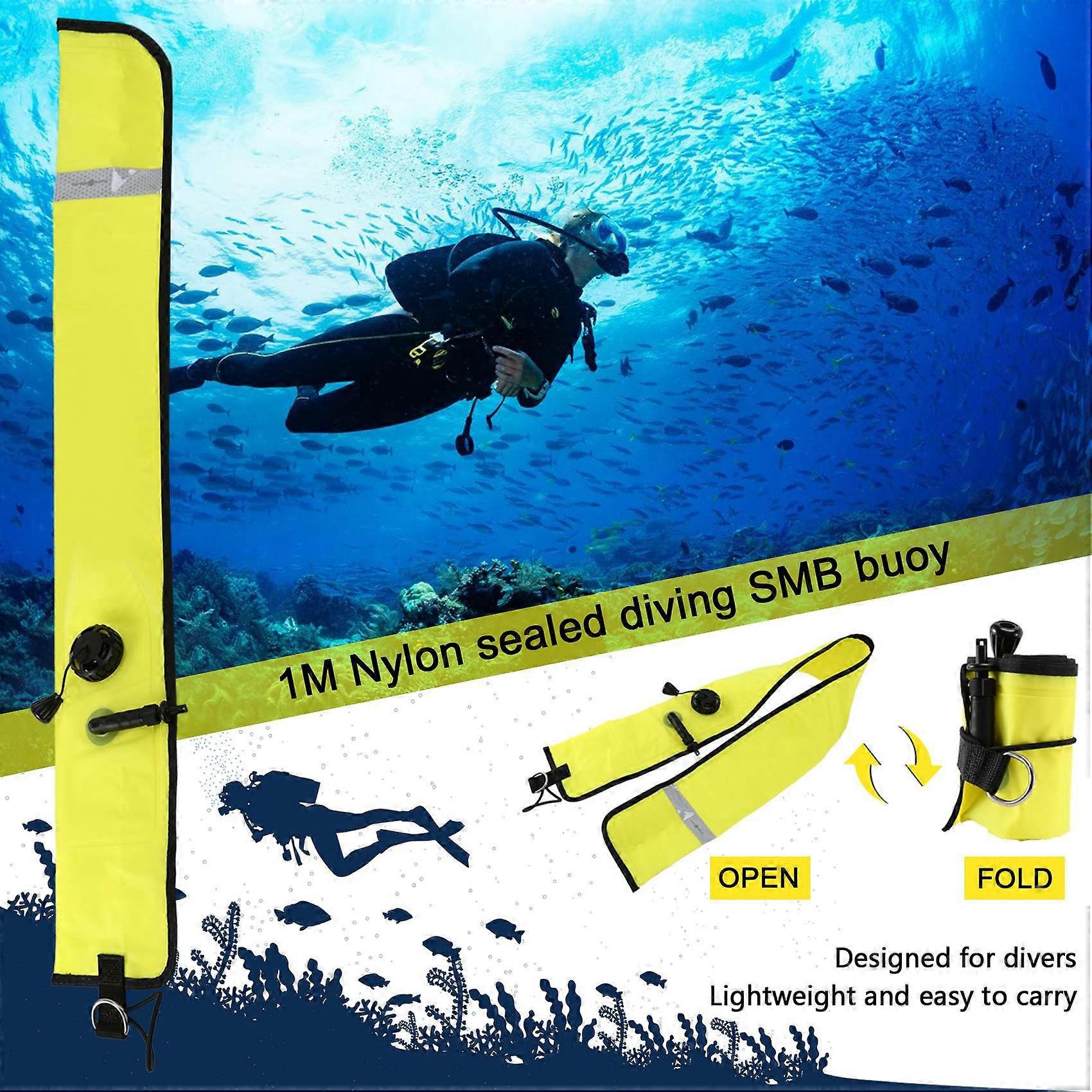 1M Scuba Diving Inflatable SMB Surface Signal Marker Buoy Visibility ...