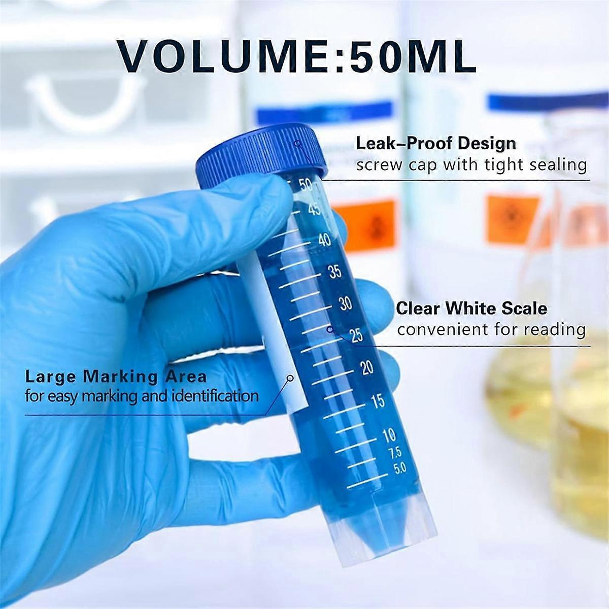 50ml Plastic Centrifuge Tubes with Screw Cap, 50 PCS 50ml Self-Standing ...