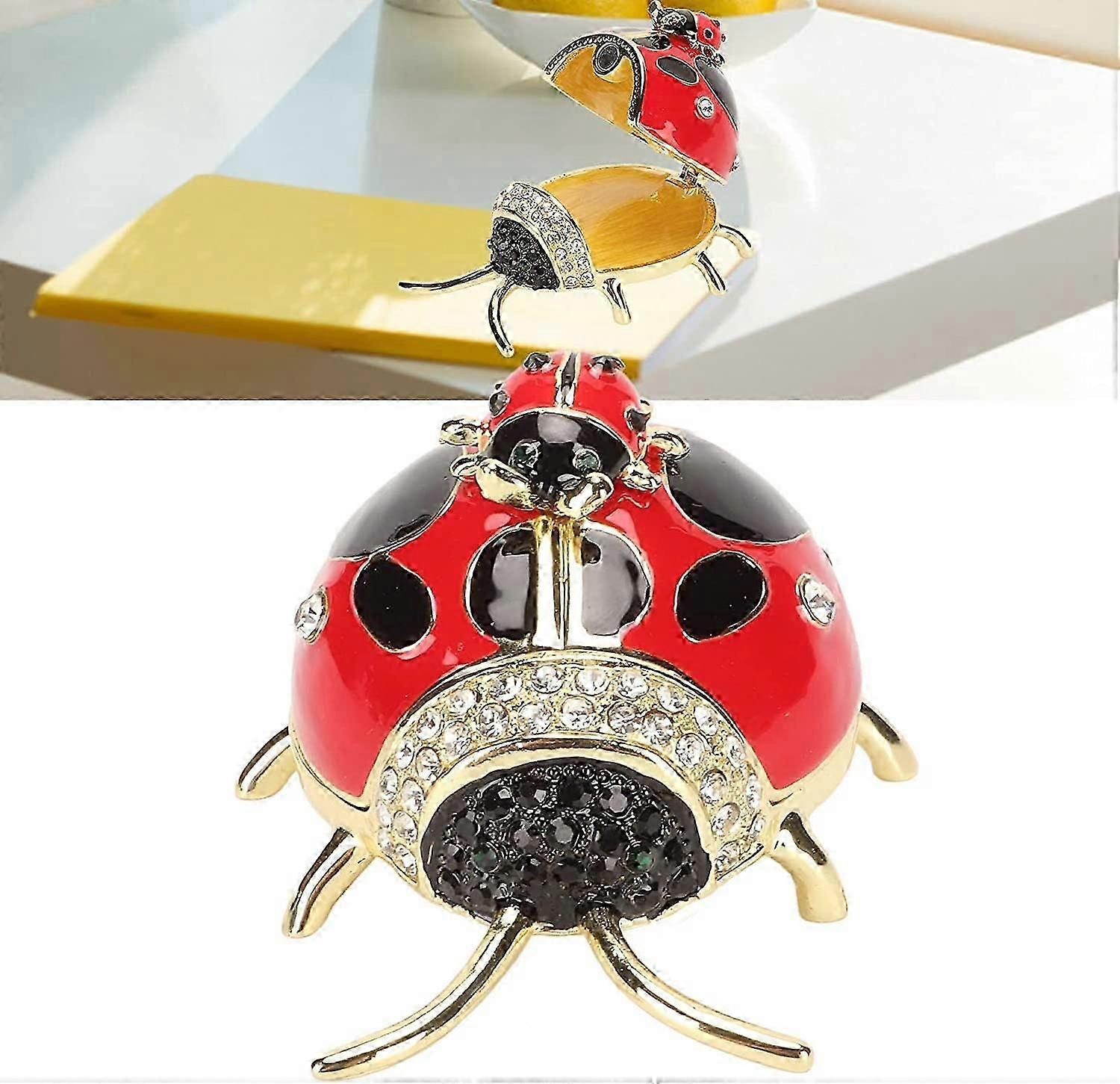Exquisite Ladybug Trinket Box, Faberge Egg Trinket Box Hinged Hand ...