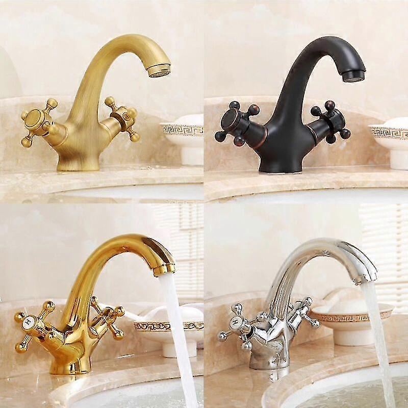 Traditional Victorian Integral Basin Faucet Vintage Cross Double Handle ...