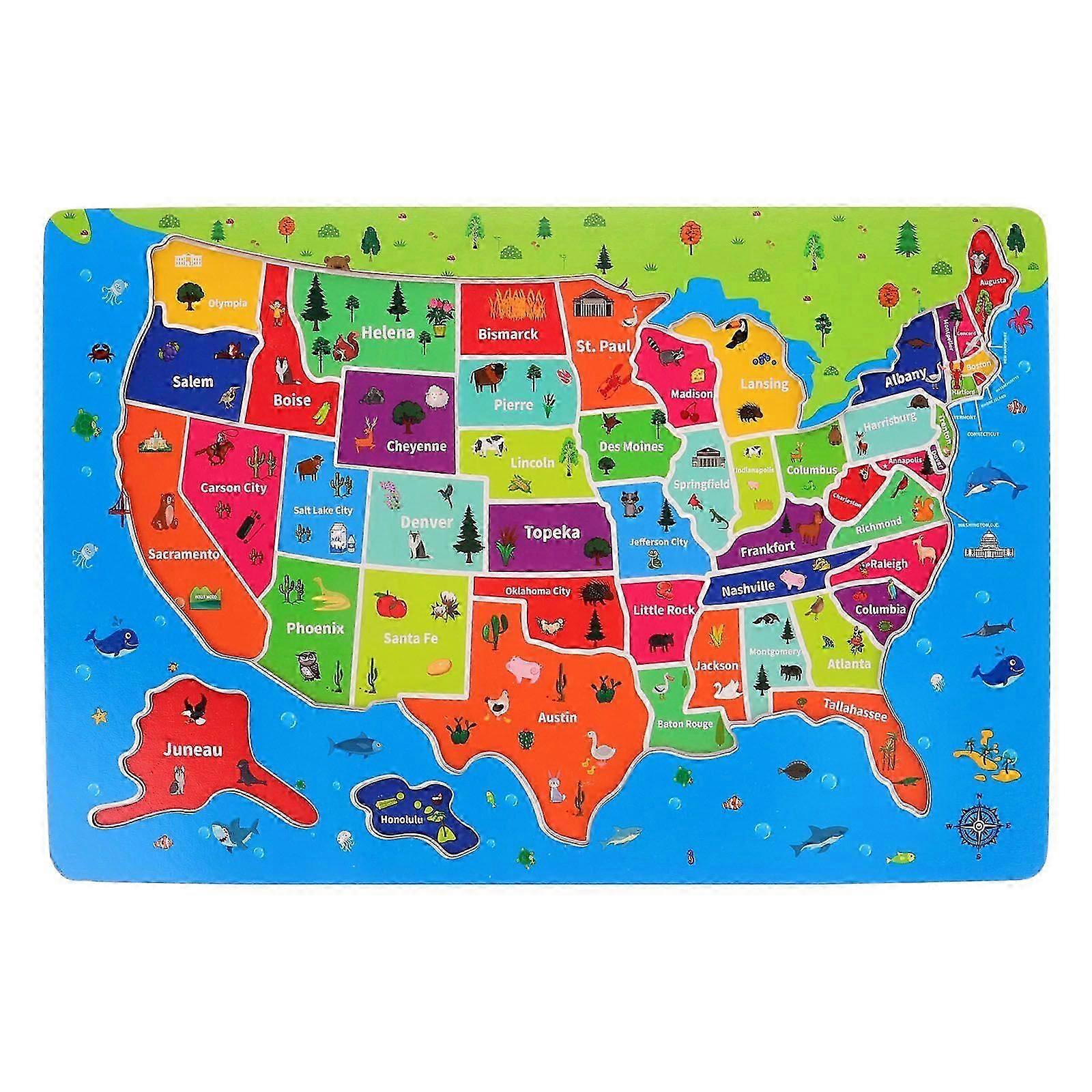 Wooden USA Map Jigsaw Puzzles United States Map Puzzle Us Map Jigsaw ...