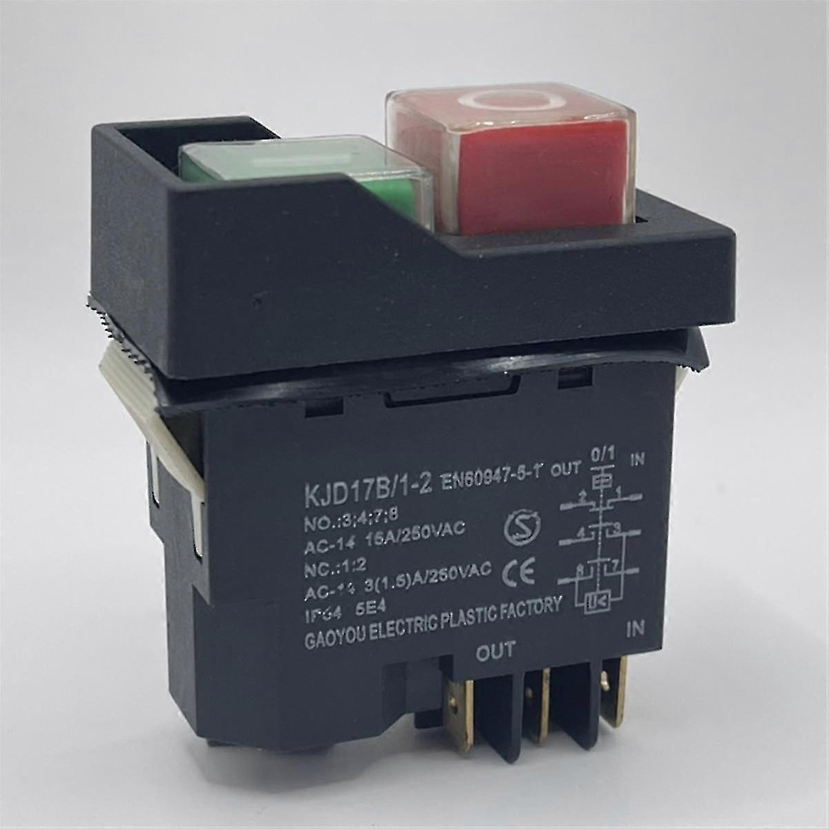 KJD17 6 Pins Electromagnetic Start Push Button Switches 15A AC250V IP55 ...