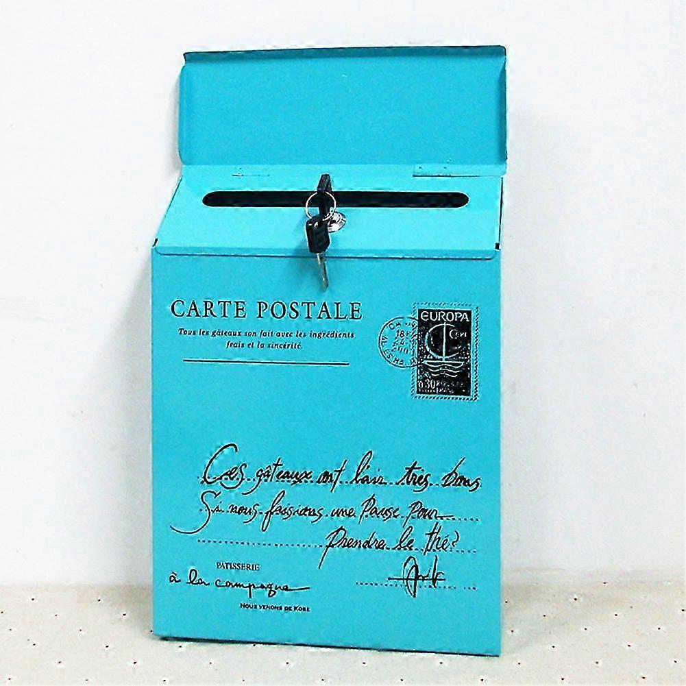 Retro Vintage Wall Mount Mailbox - Iron Locking Post Box for Home ...