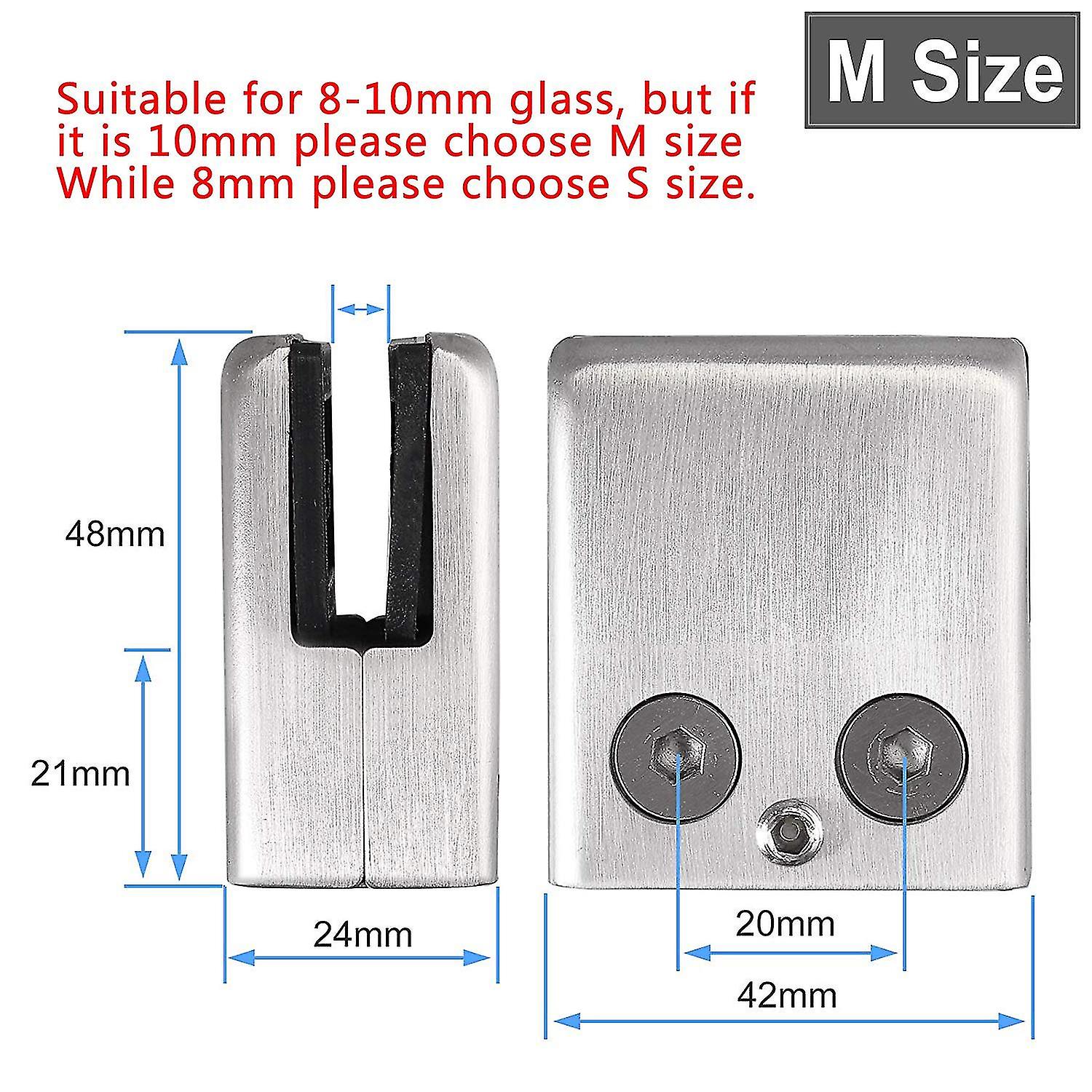 Glass Clamp, 8 Pack Stainless Steel Square Clamp 6-8mm Glass Clip Clamp ...