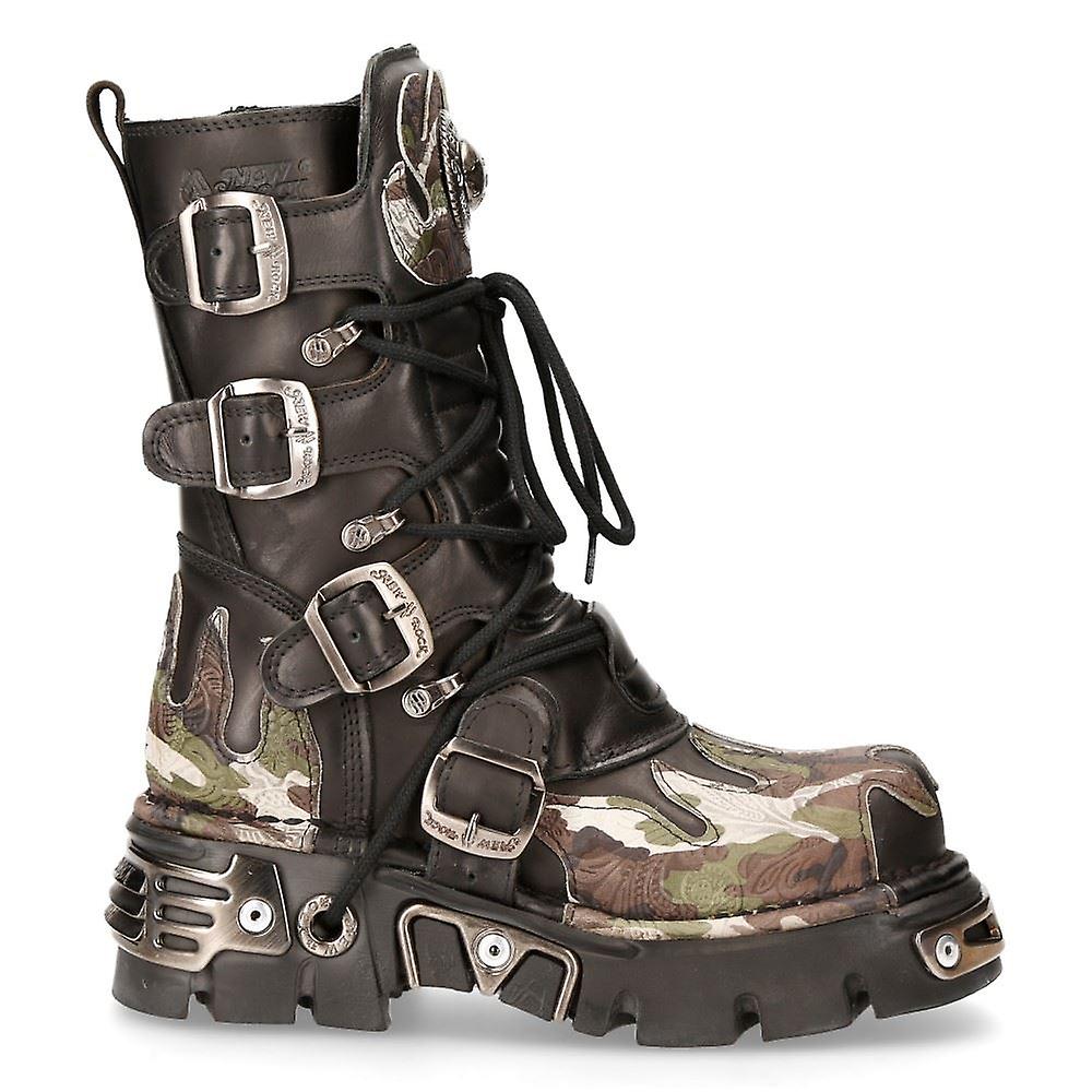 New Rock New Rock 591 S15 Camouflage Flame Metallic Black Leather Biker ...