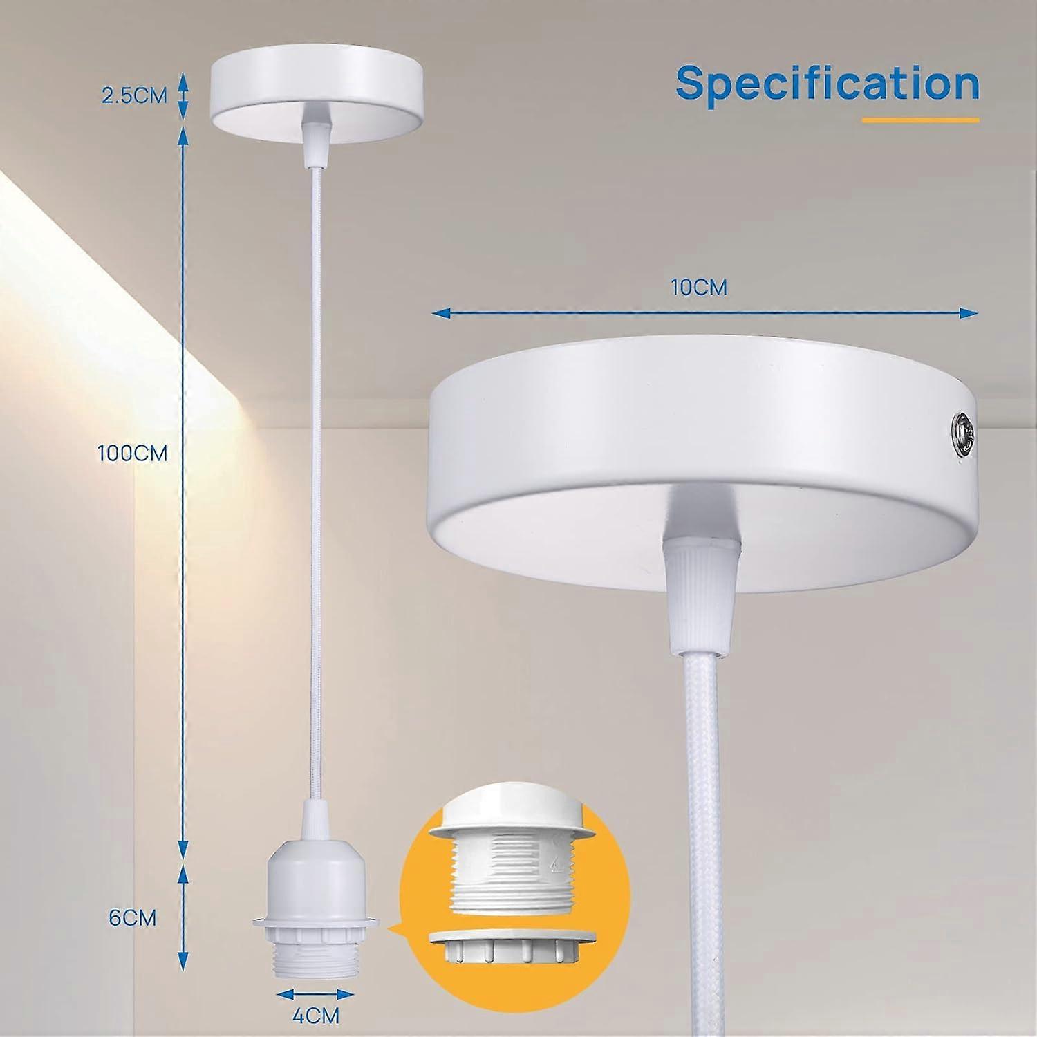 Lamp suspension E27 with screw ring, 100cm textile cable adjustable ...