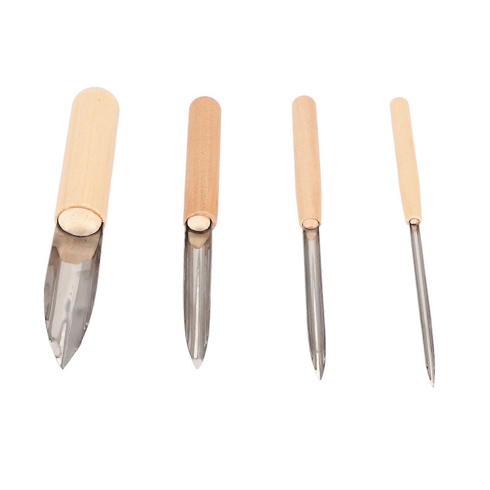 4pcs Carving Tools Leather Edge Skiving Beveler Tool Set Wooden Handle ...