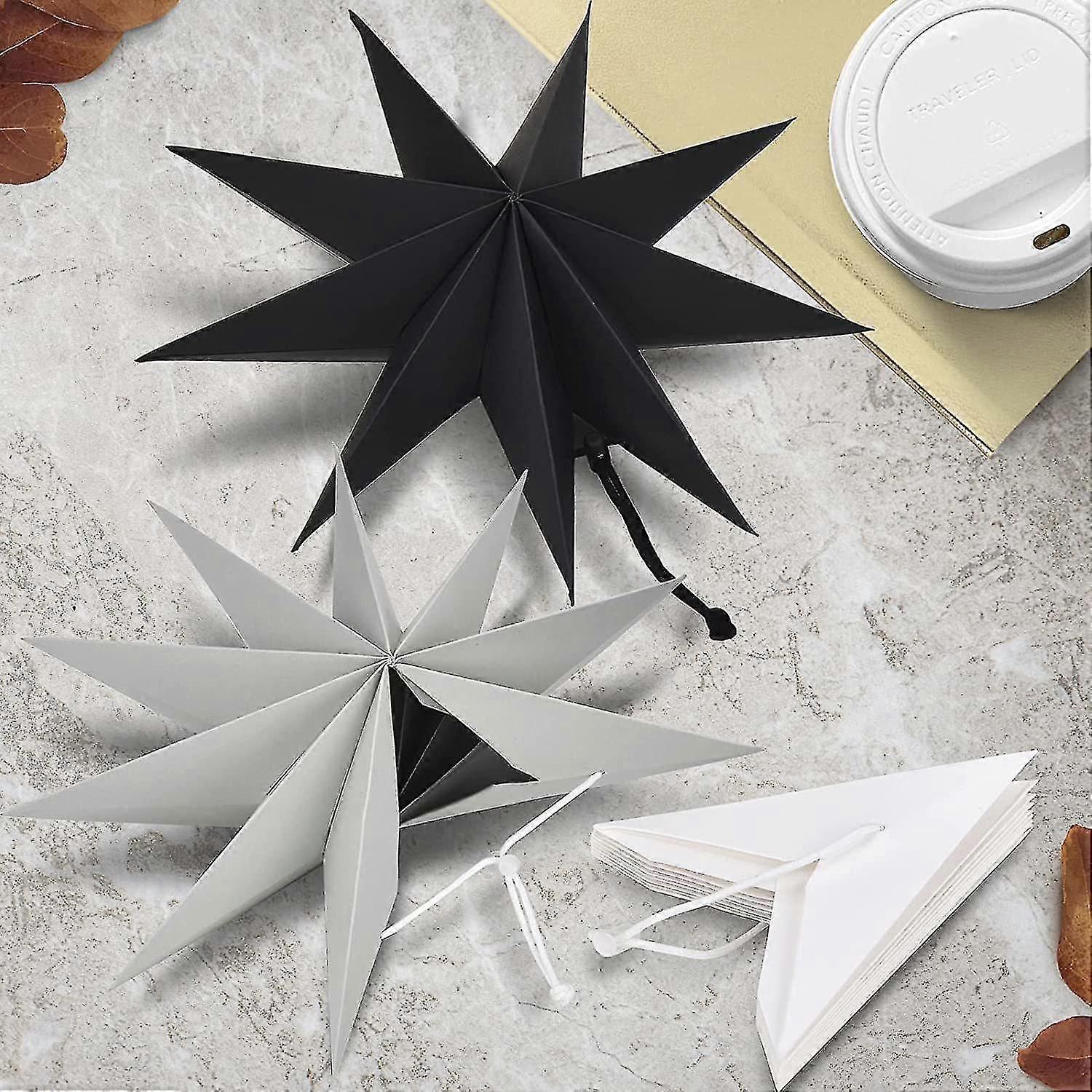 5 Pieces, Folding Stars Black, Set Folding Star Decoration, Paper Stars ...
