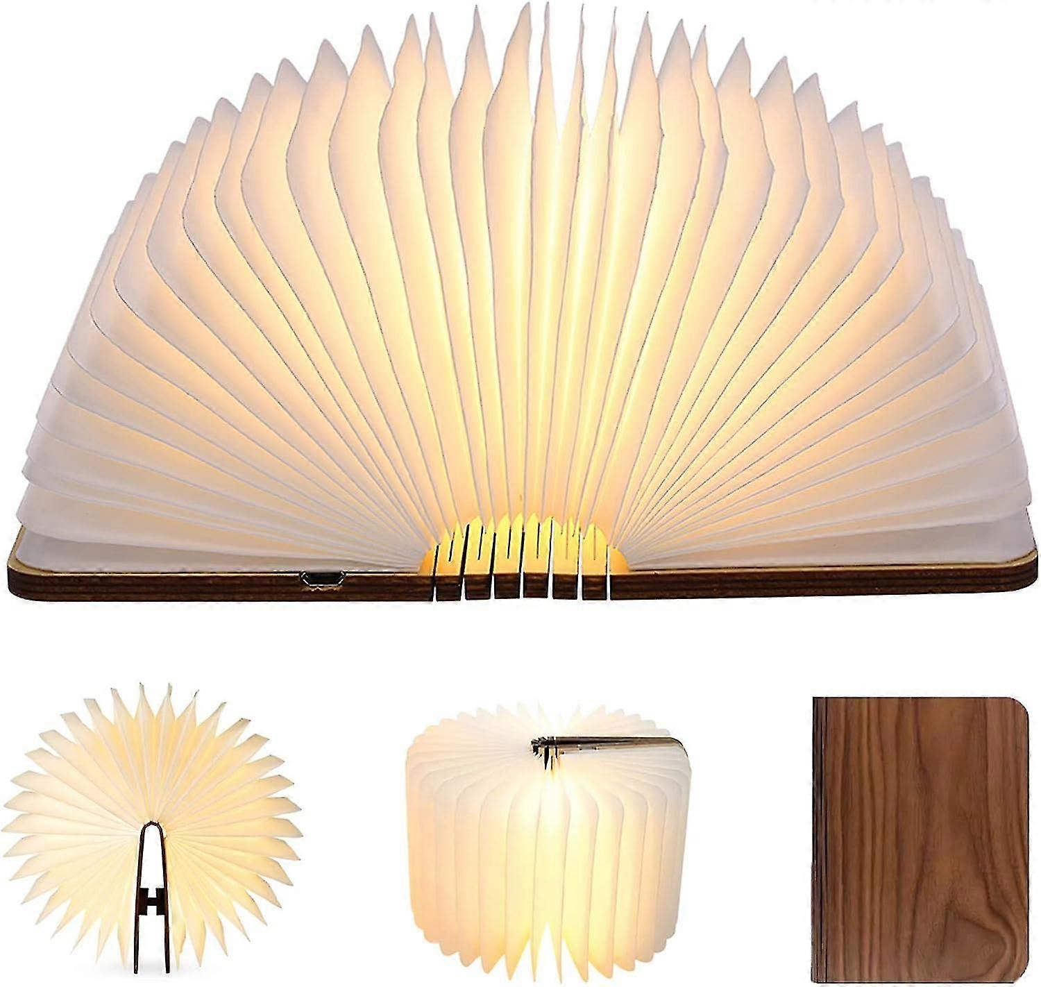 Wooden Folding Led Book Lamp, Black Walnut Led Desk Lamp, Night Light ...