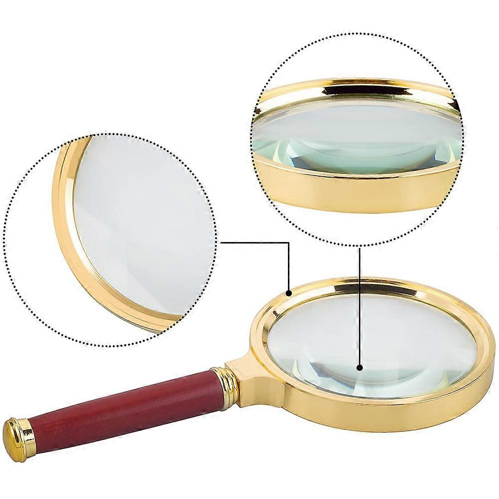 Antique Mahogany Handle Handheld Magnifier - 10X Reading Magnifying ...