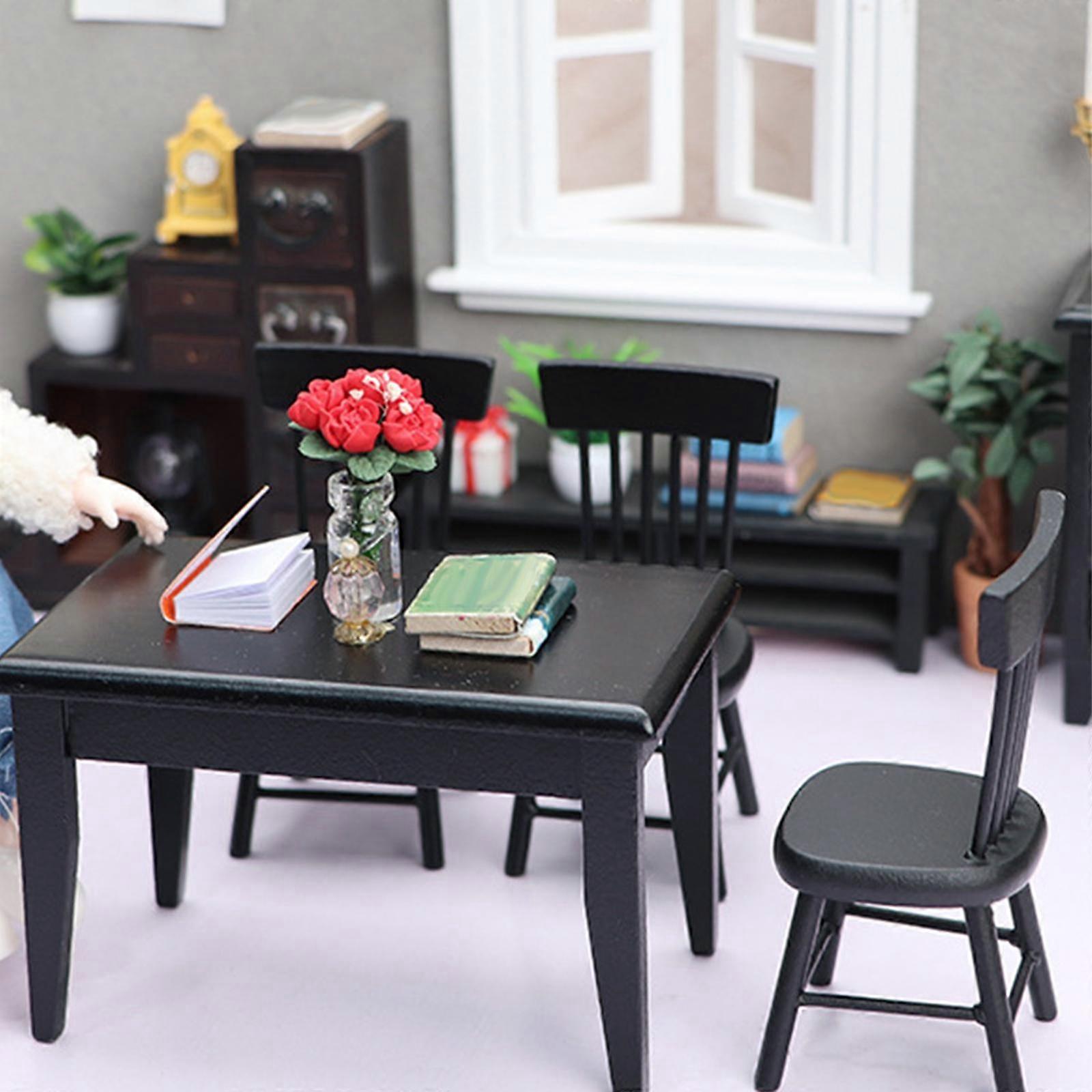 Miniature Dining Table Chair Set Dollshouse Accessory 1 Table and 4 ...