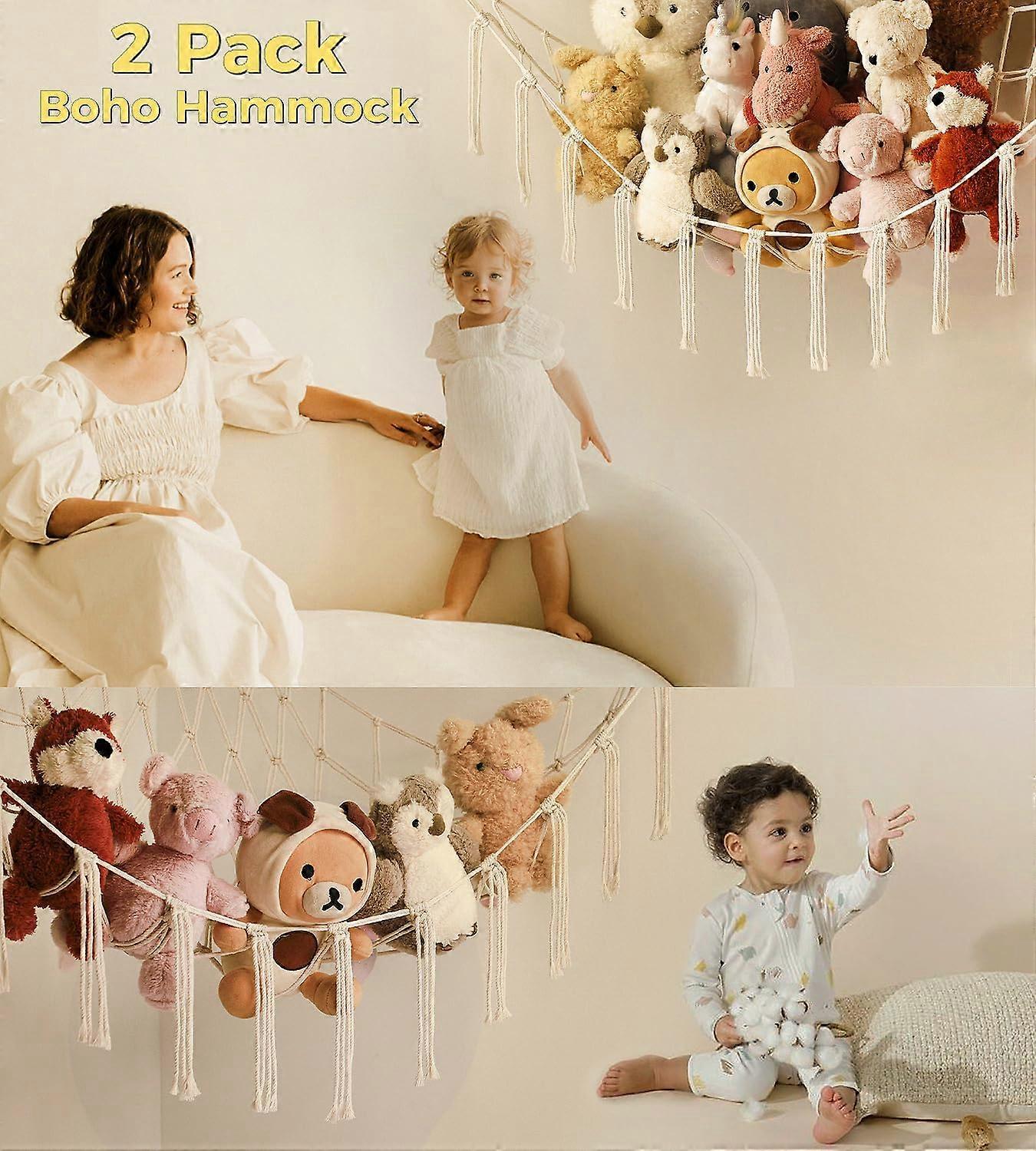 2 Pack Stuffed Animal Net or Hammock, Hanging Stuff Animal Organizer ...