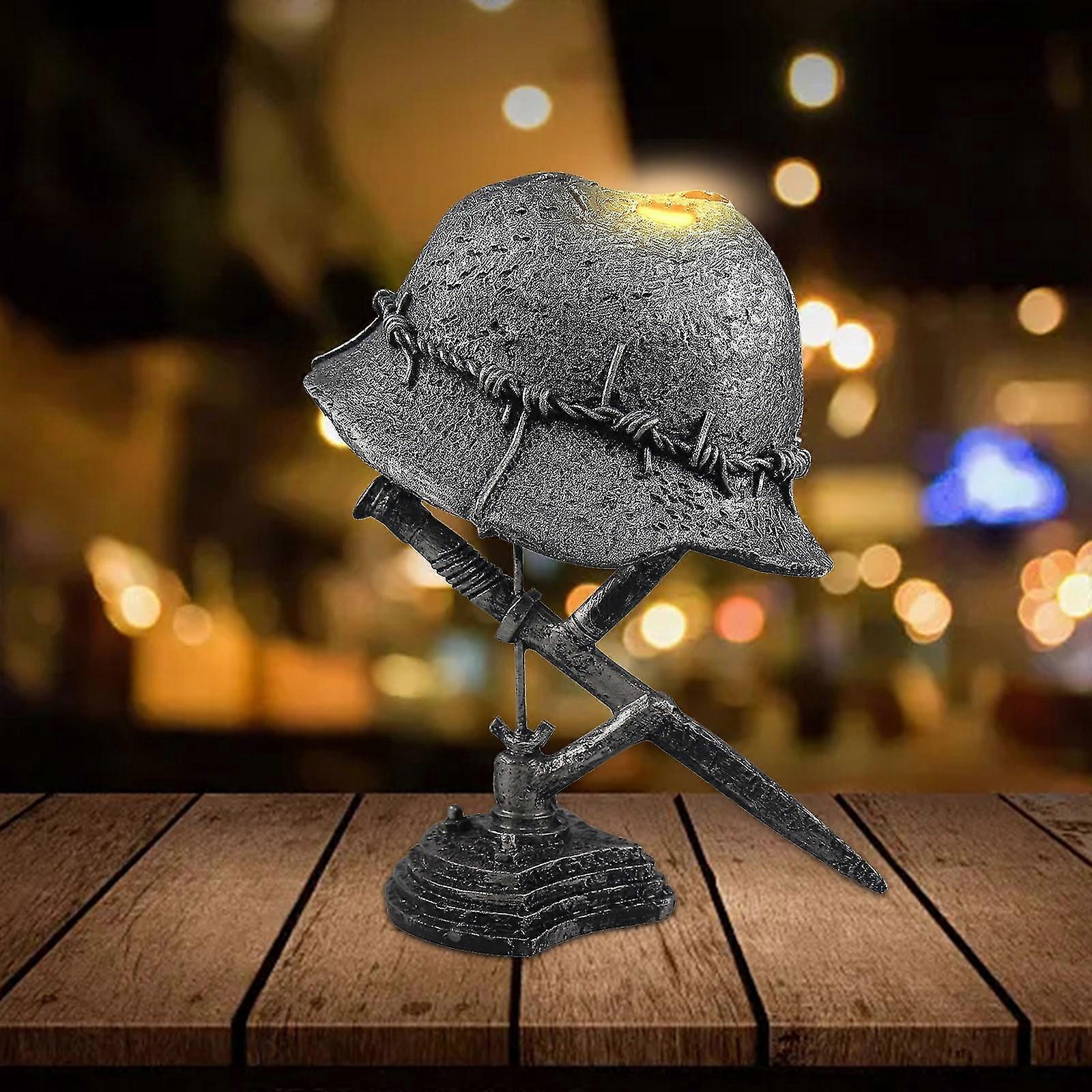 Table Lamp Statue Made From Soldier Helmet And Bayonet Best for ...