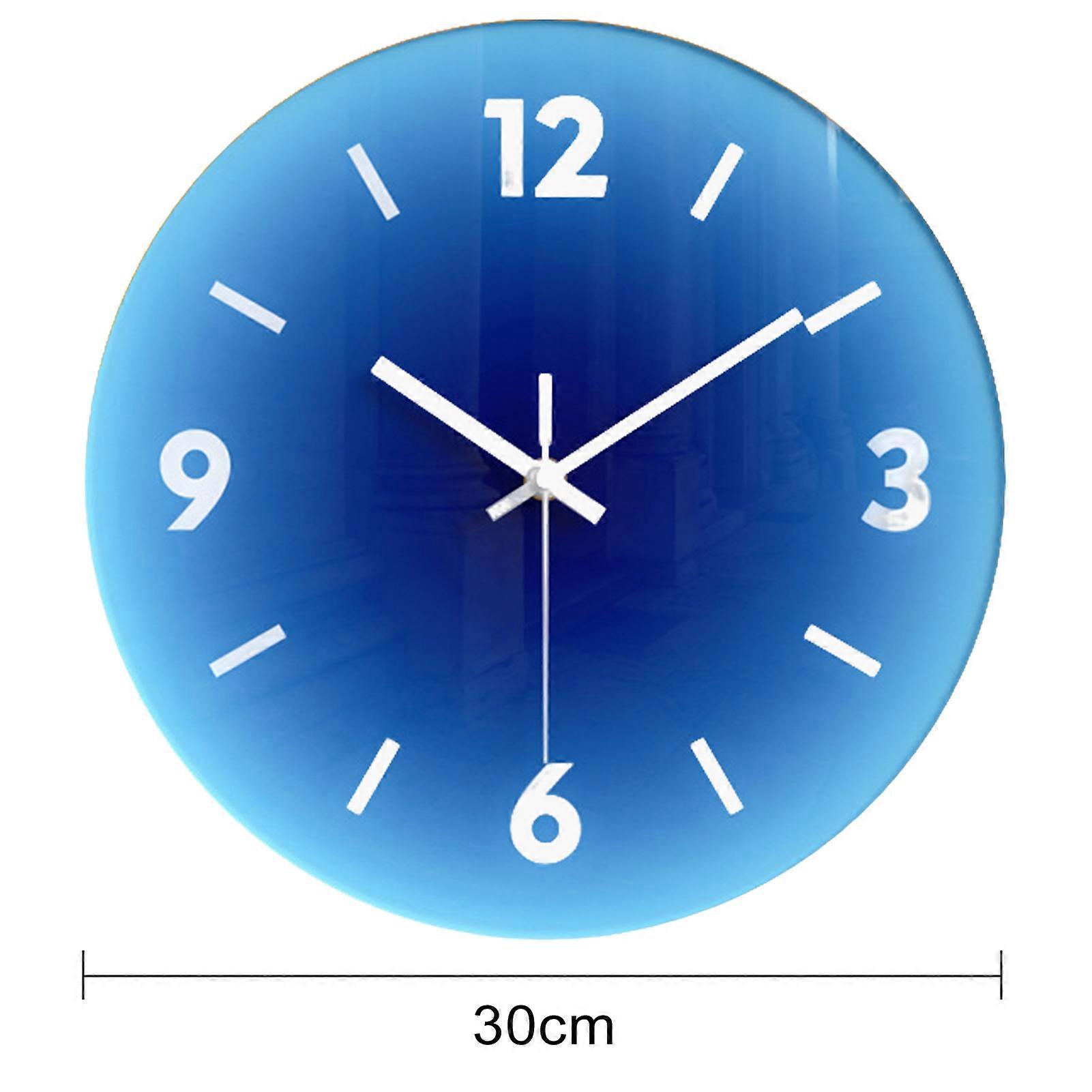 12" Battery Operated Wall Clock Tempered Glass Quiet Quartz Non-Ticking ...