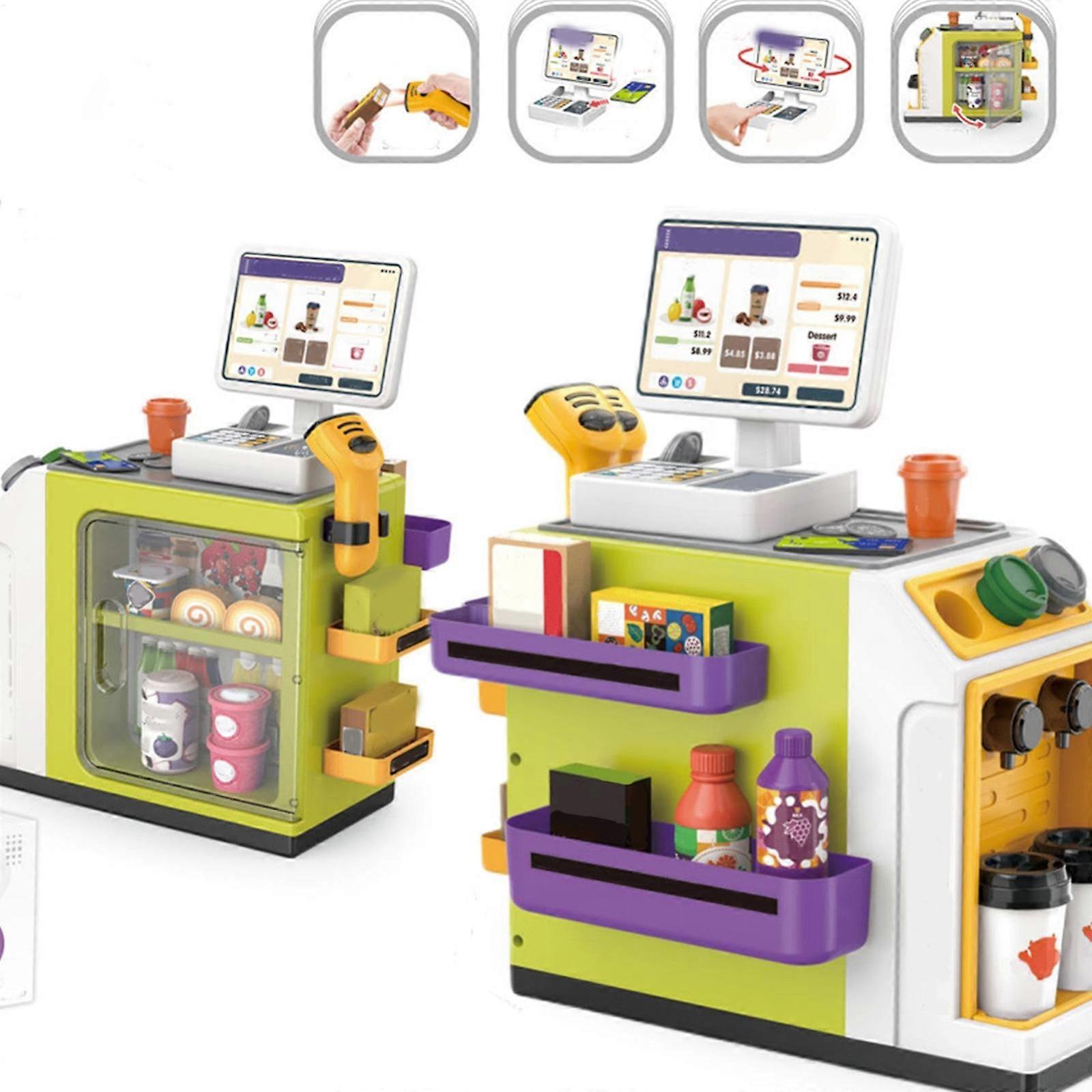 Toys Pretend Grocery Store Counter Kids Supermarket Coffee Maker Toy ...