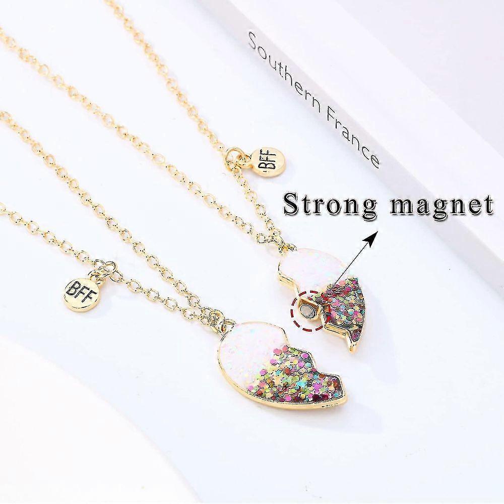 Best Friend Necklace - Bff Necklace For 2 Girls, Magnetic Heart ...