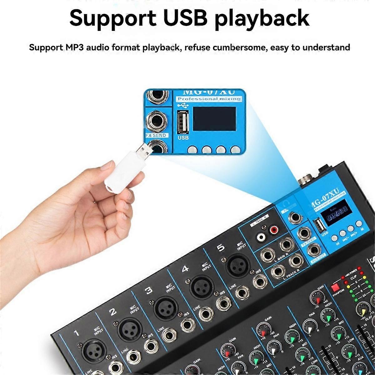 Professional 7-Channel Audio Mixer with USB MP3 Player Mixing Console ...