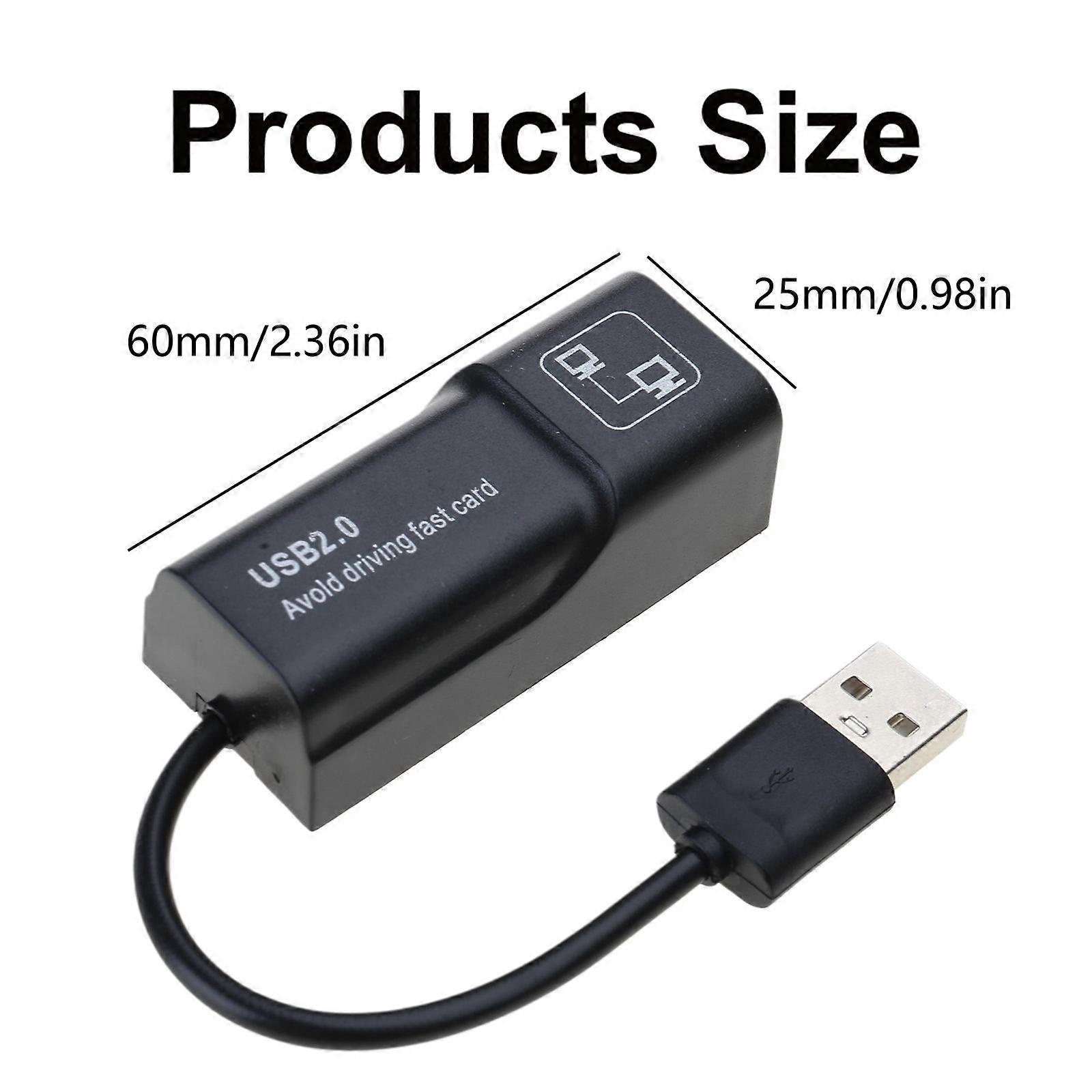 USB to Ethernet Adapter 10/100Mbps Networking Adapter RJ45 to USB 2.0 ...