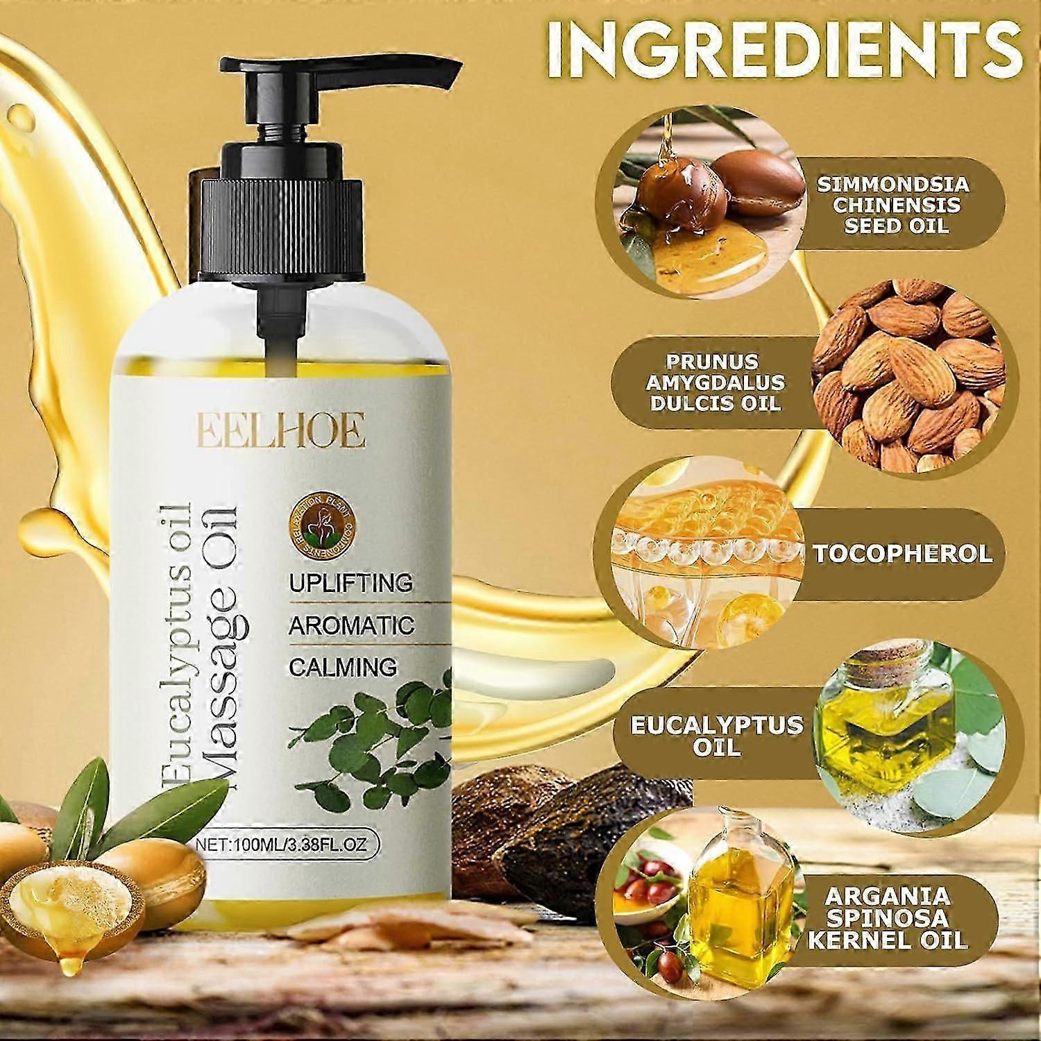 Huile de massage à l'eucalyptus pour les muscles endoloris, huile d ...